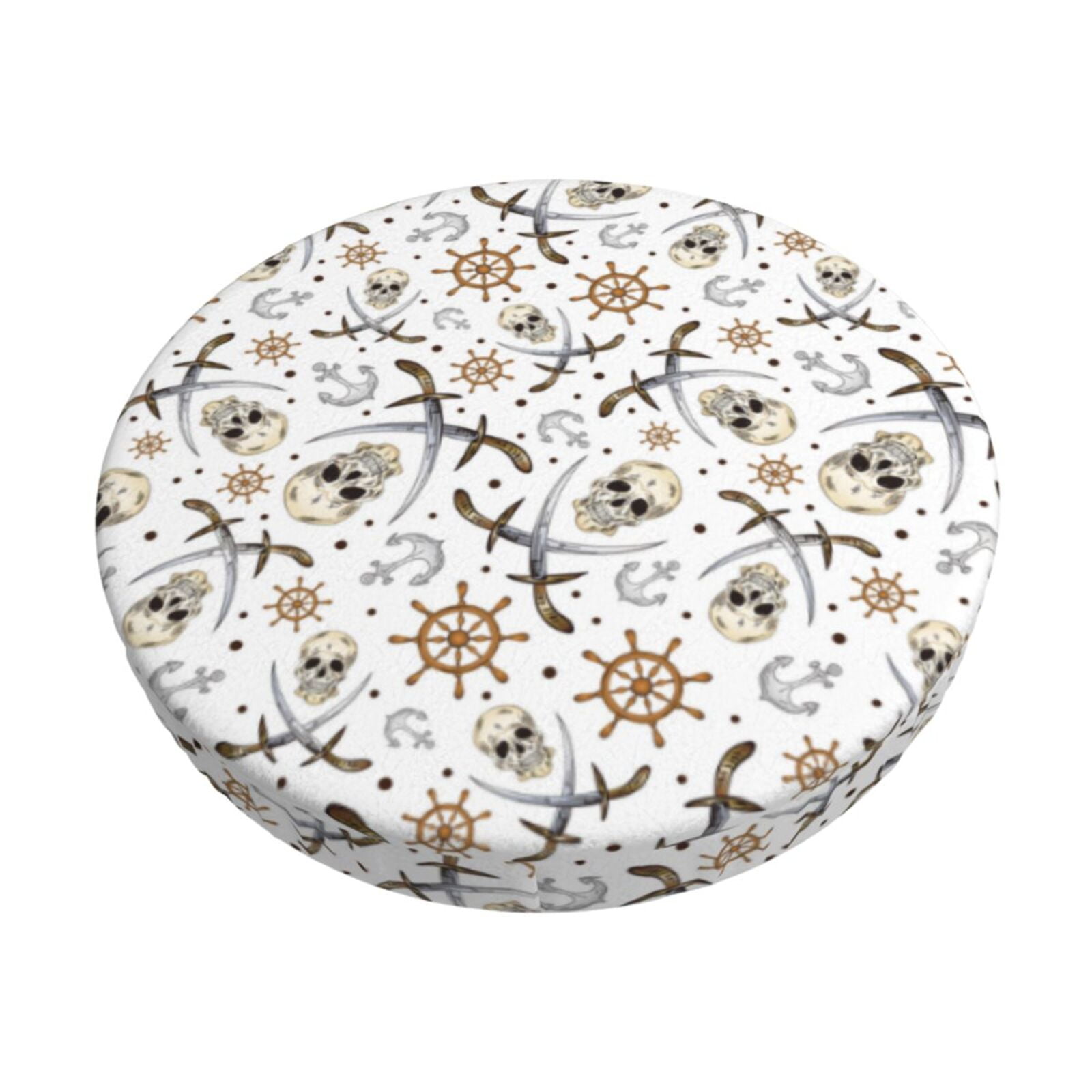 Balery Pirate skulls Pattern Round Bar Stool Seat Covers Velvet Fabric ...
