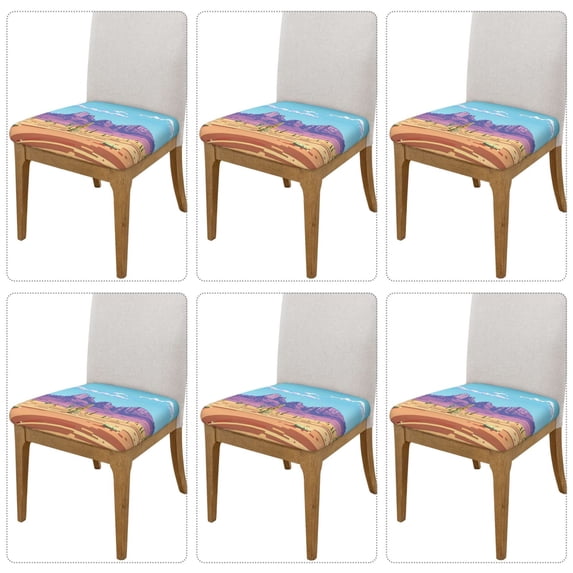Balery Pixel Desert Landscape Stretch Couch Cushion Covers, Individual ...