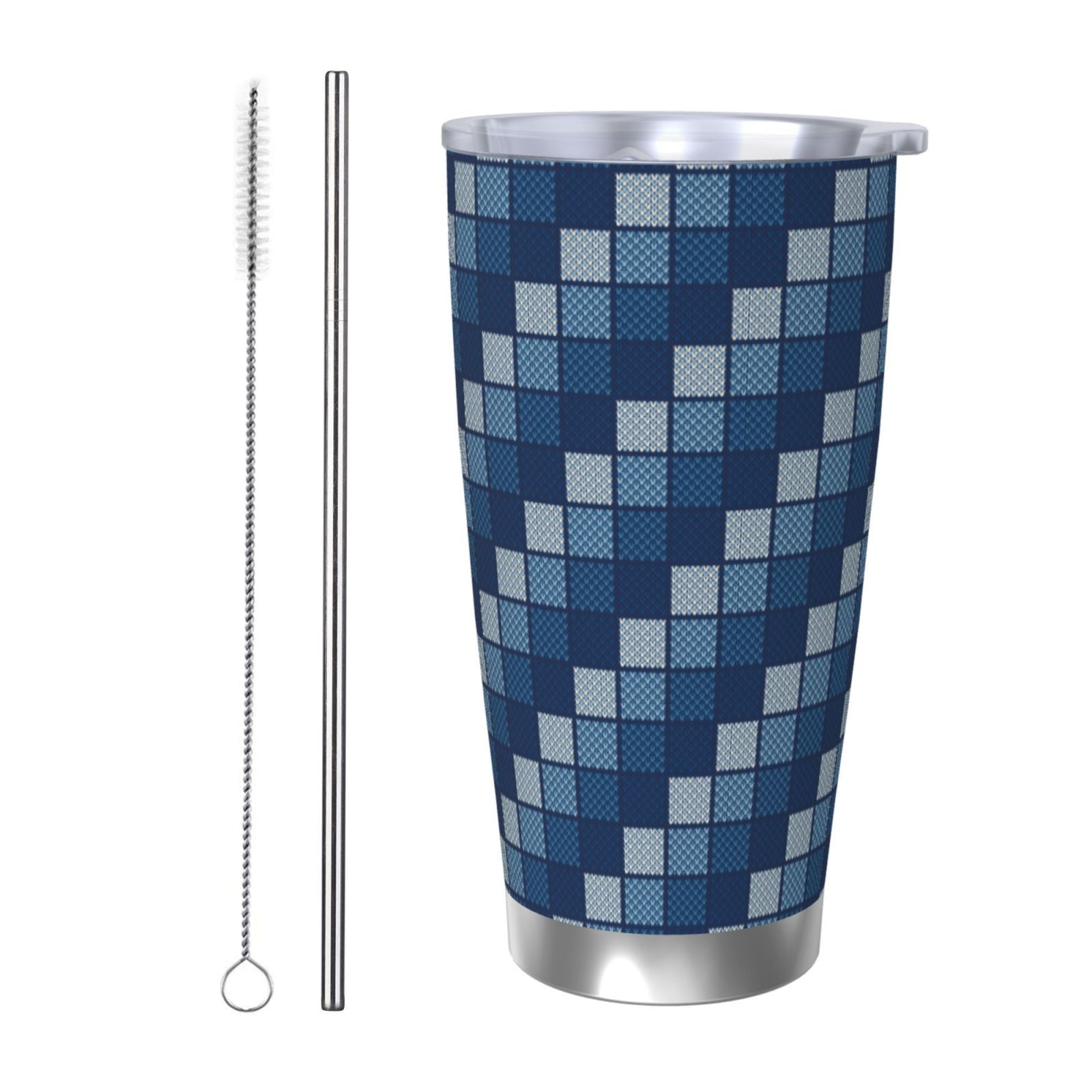 Balery Pixel Grid Pattern 20oz Insulated Car Cup with Dual Drink Lids ...