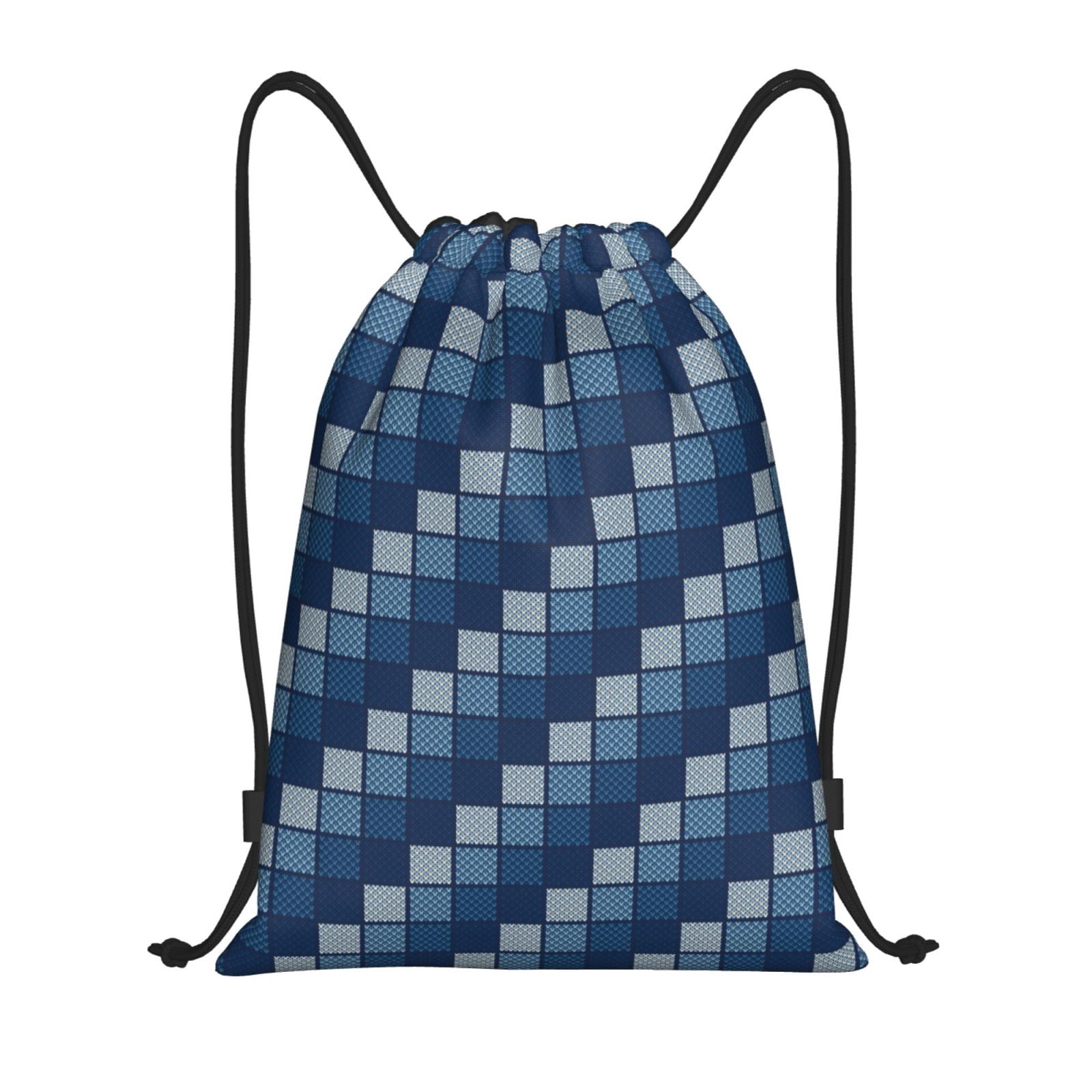 Balery Pixel Grid Pattern Drawstring Backpack Bag Sport Gym Sackpack ...