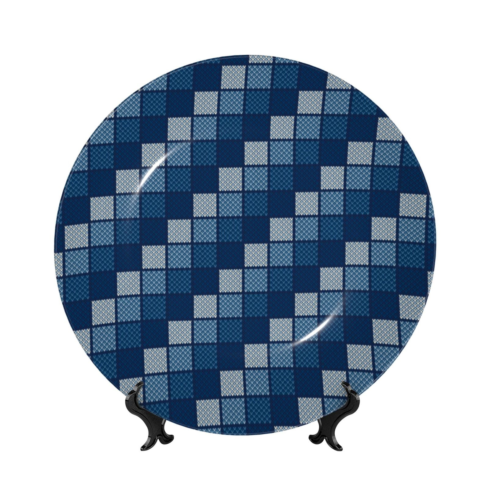 Balery Pixel Grid Print Bone China Decorative Plate Ceramic Dinner ...