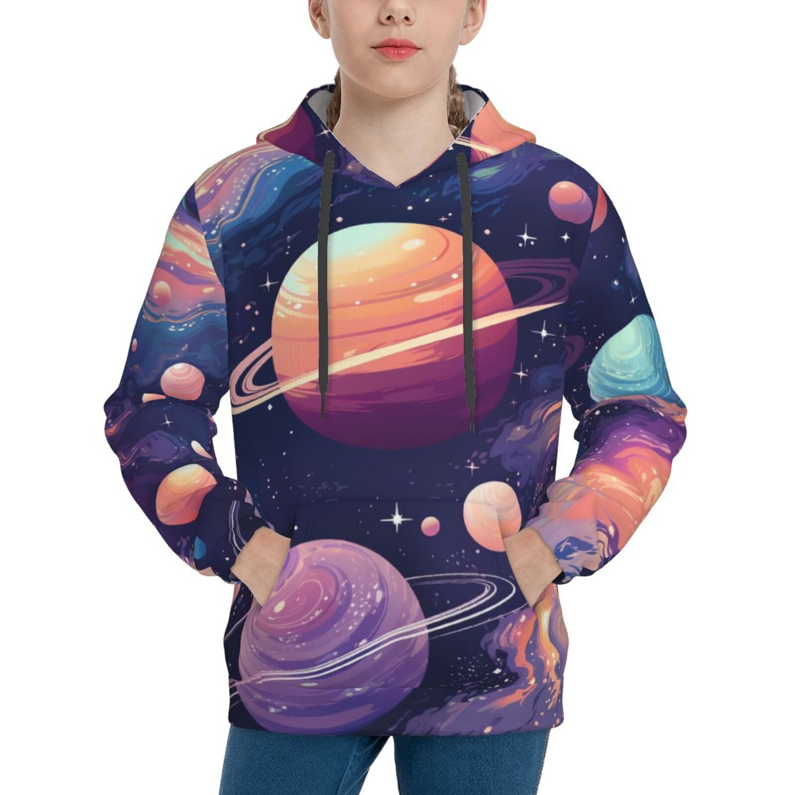 Balery Planet Pastel Galaxy Pattern Boys Hoodie, Youth Pullover Hooded ...