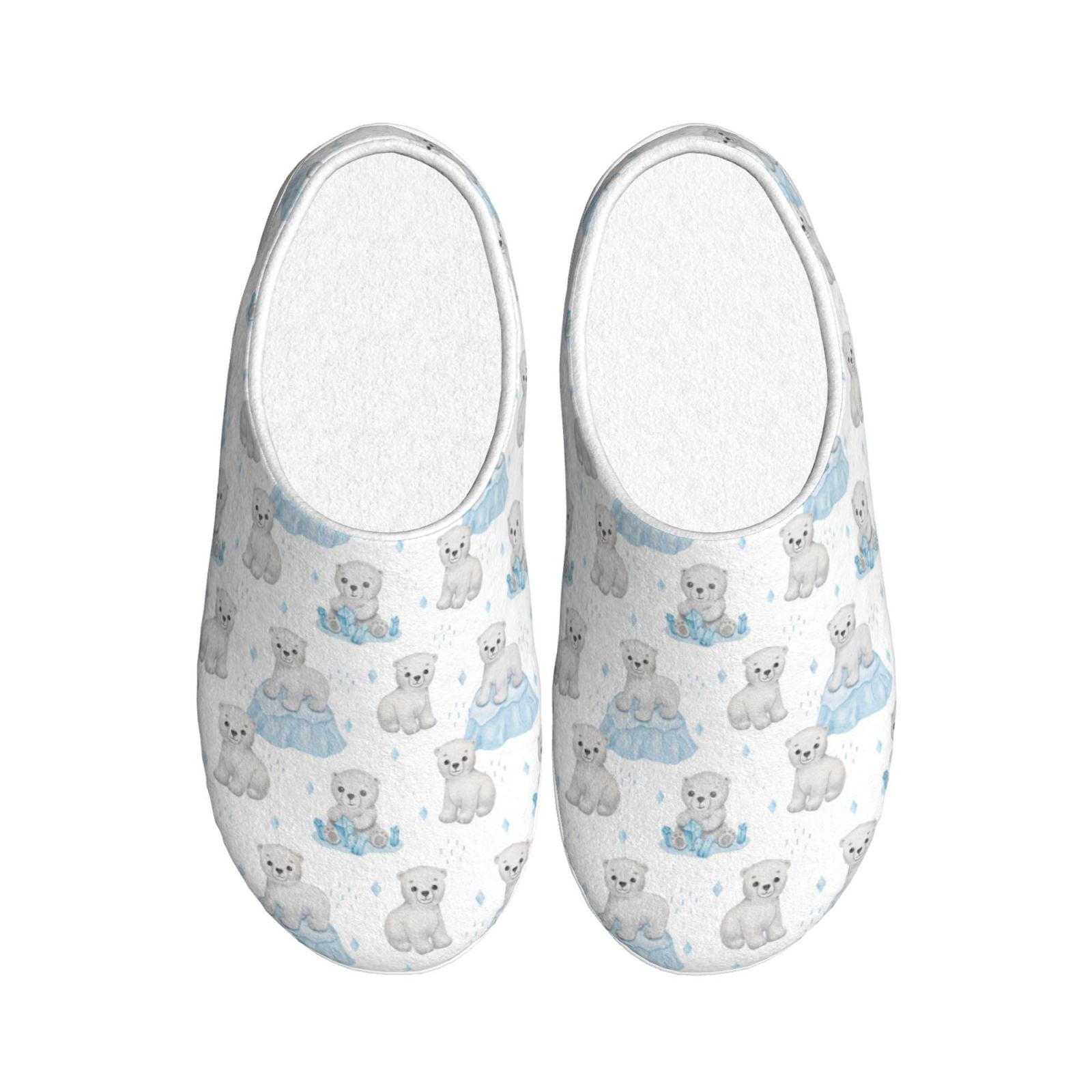 Balery Playful Polar Bear Pals Pattern Women's Fuzzy Memory Foam ...