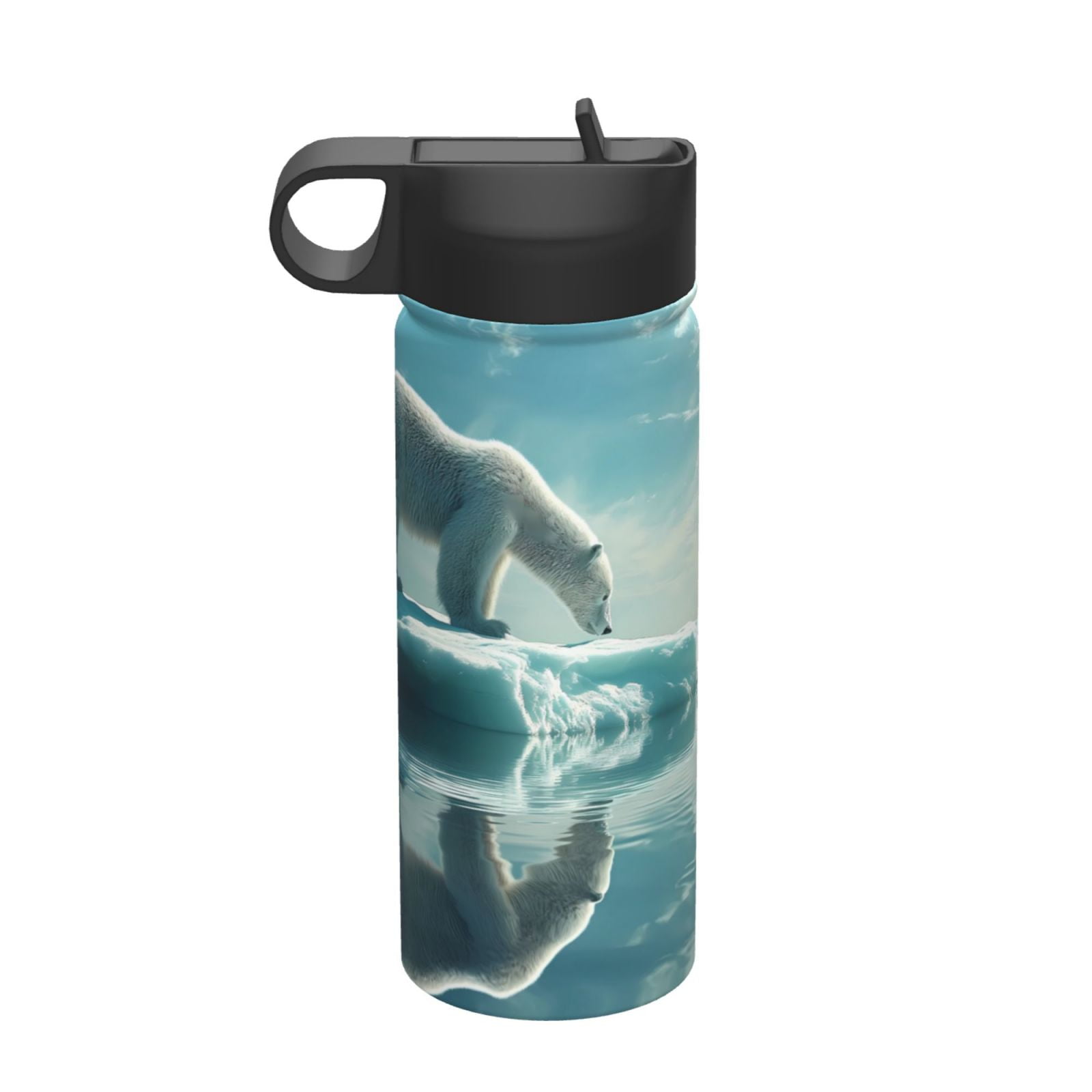 Balery Polar Bear On Iceberg Pattern Water Bottle,18oz Sports Insulated ...