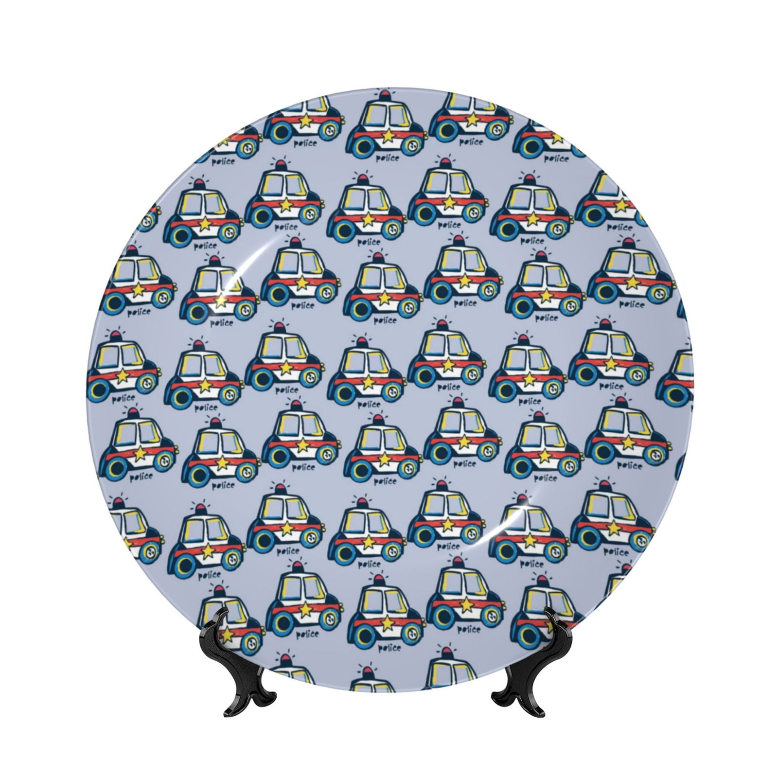 Balery Police Car Print Bone China Decorative Plate Ceramic Dinner ...