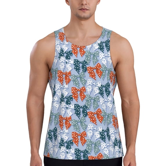 Balery Polka dot bow Pattern Men's Workout Tank Top Gym Muscle Tee ...
