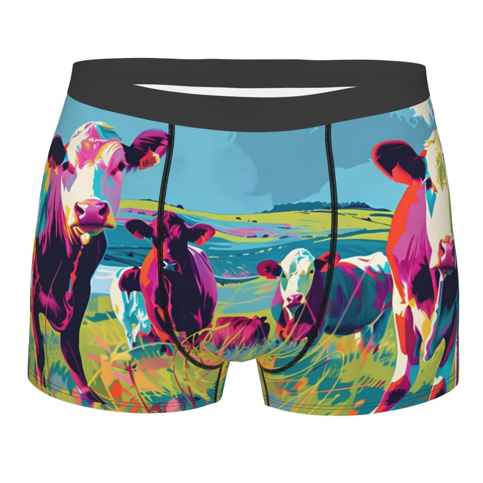 Balery Pop Art Colorful Cows Men's Boxer Briefs, Soft and Breathable ...
