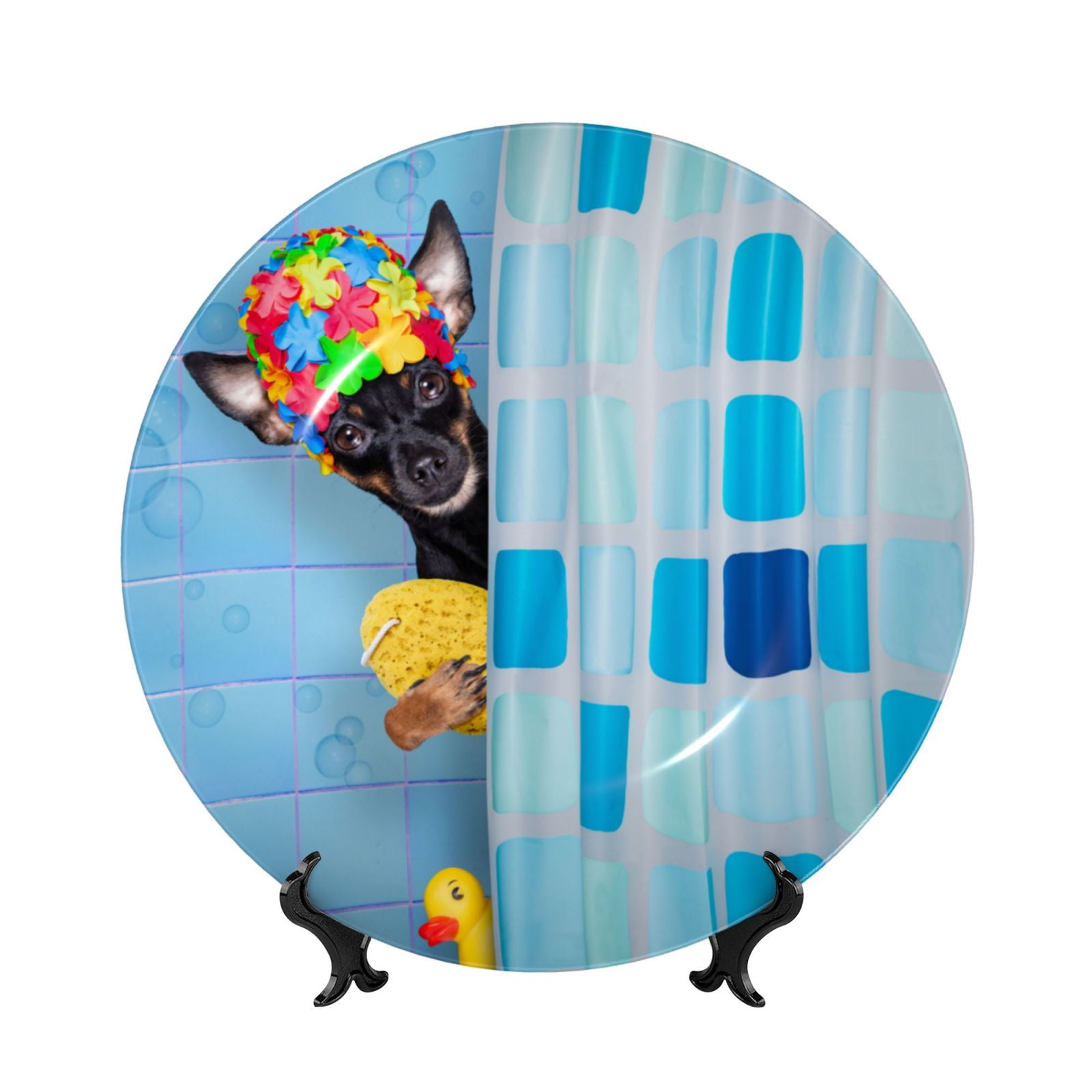 Balery Prague Ratter Dog in Bathtub Print Bone China Decorative Plate ...