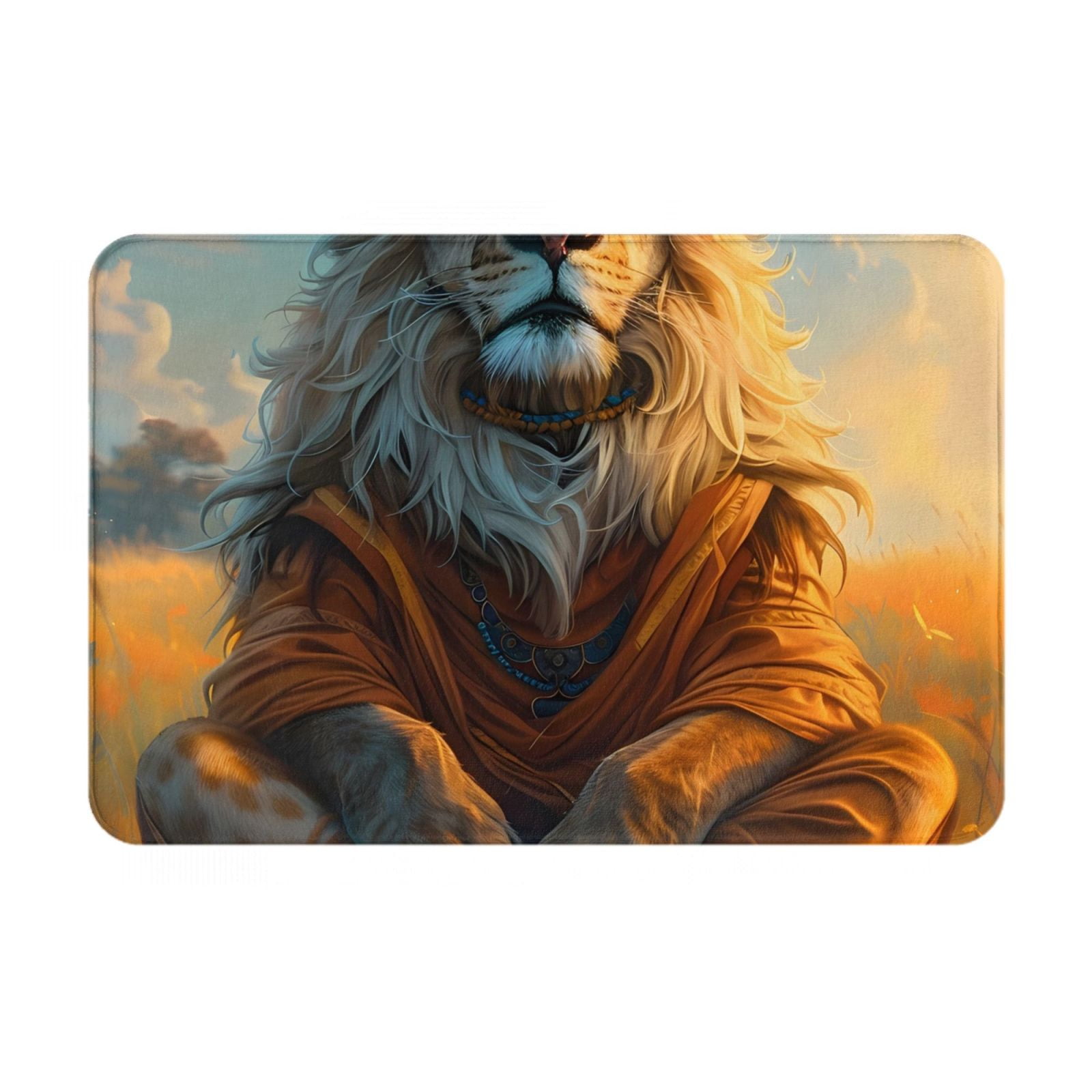 Balery Prairie Meditating Lion Doormat, Durable Flannel Fabric ...