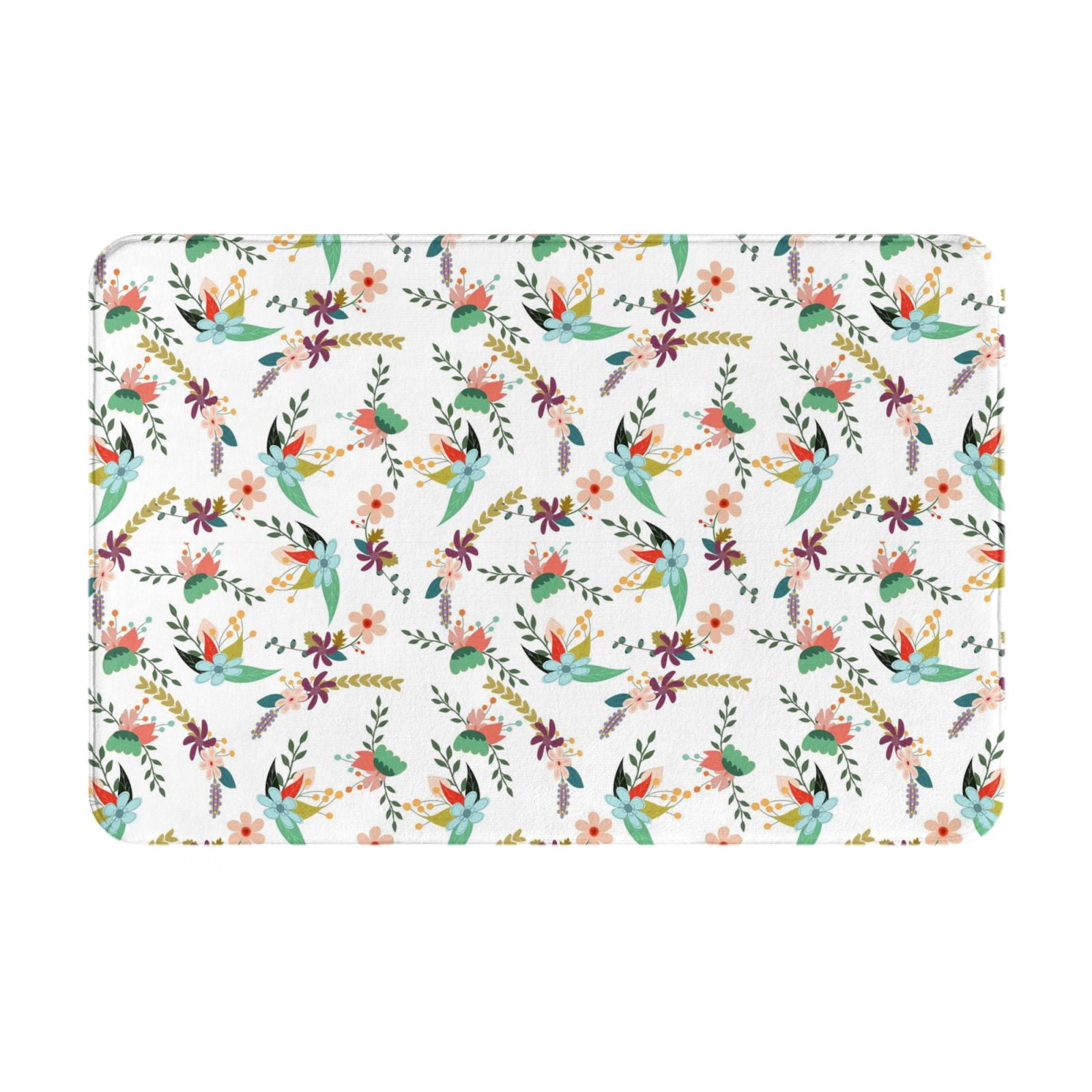 Balery Pretty Floral With Leaves Doormat, Durable Flannel Fabric ...