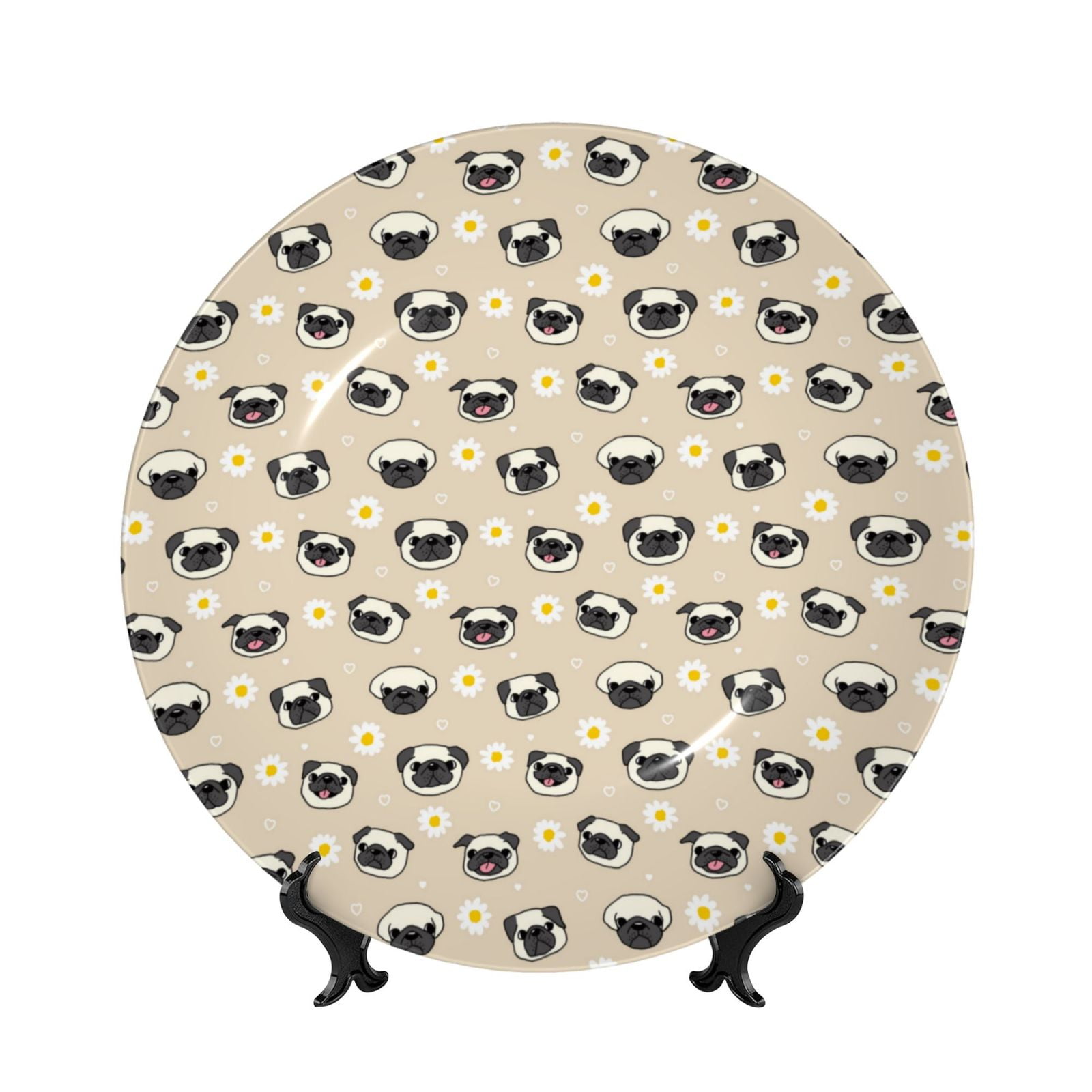 Balery Pug Dog Face Print Bone China Decorative Plate Ceramic Dinner ...