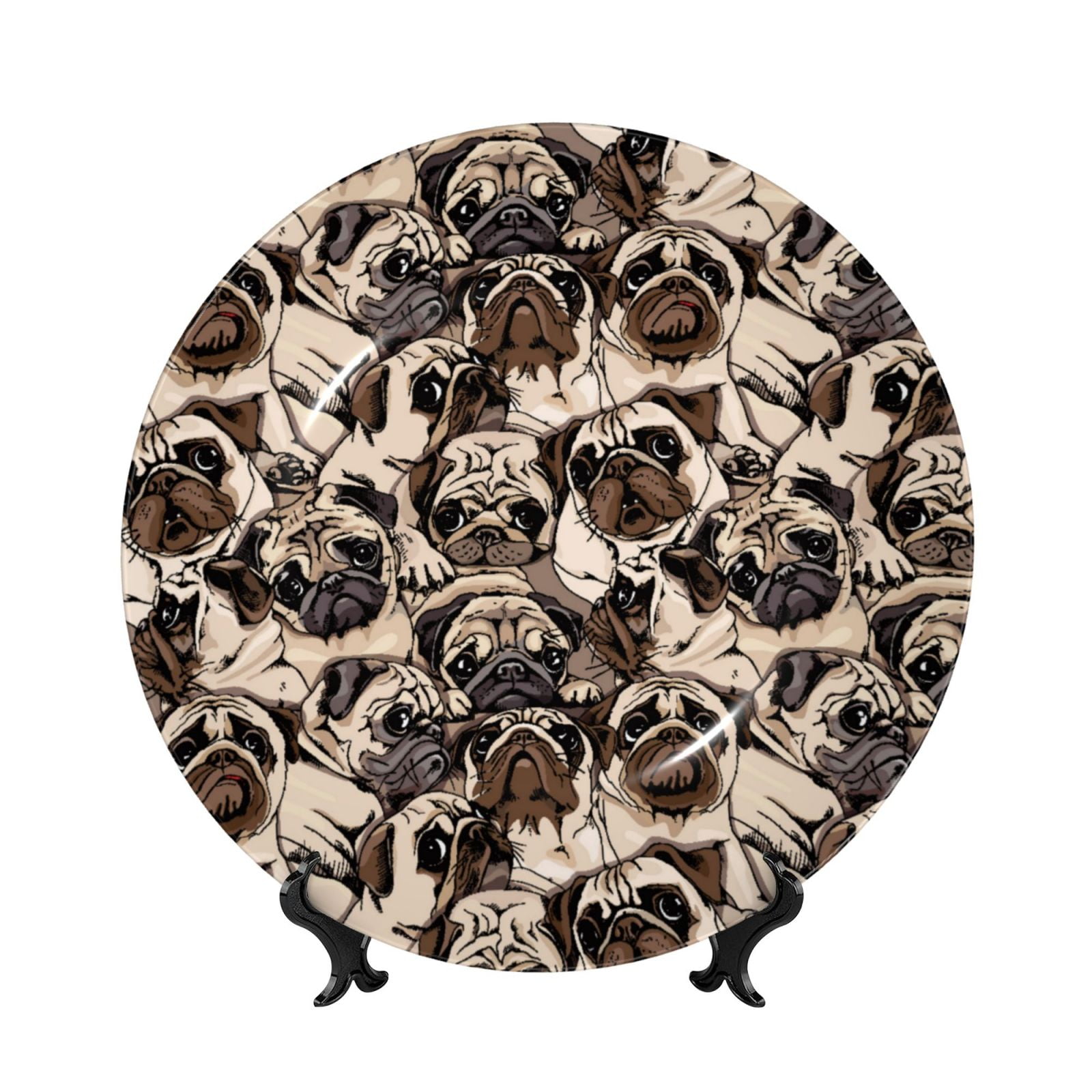 Balery Pug Print Bone China Decorative Plate Ceramic Dinner Plates Art ...