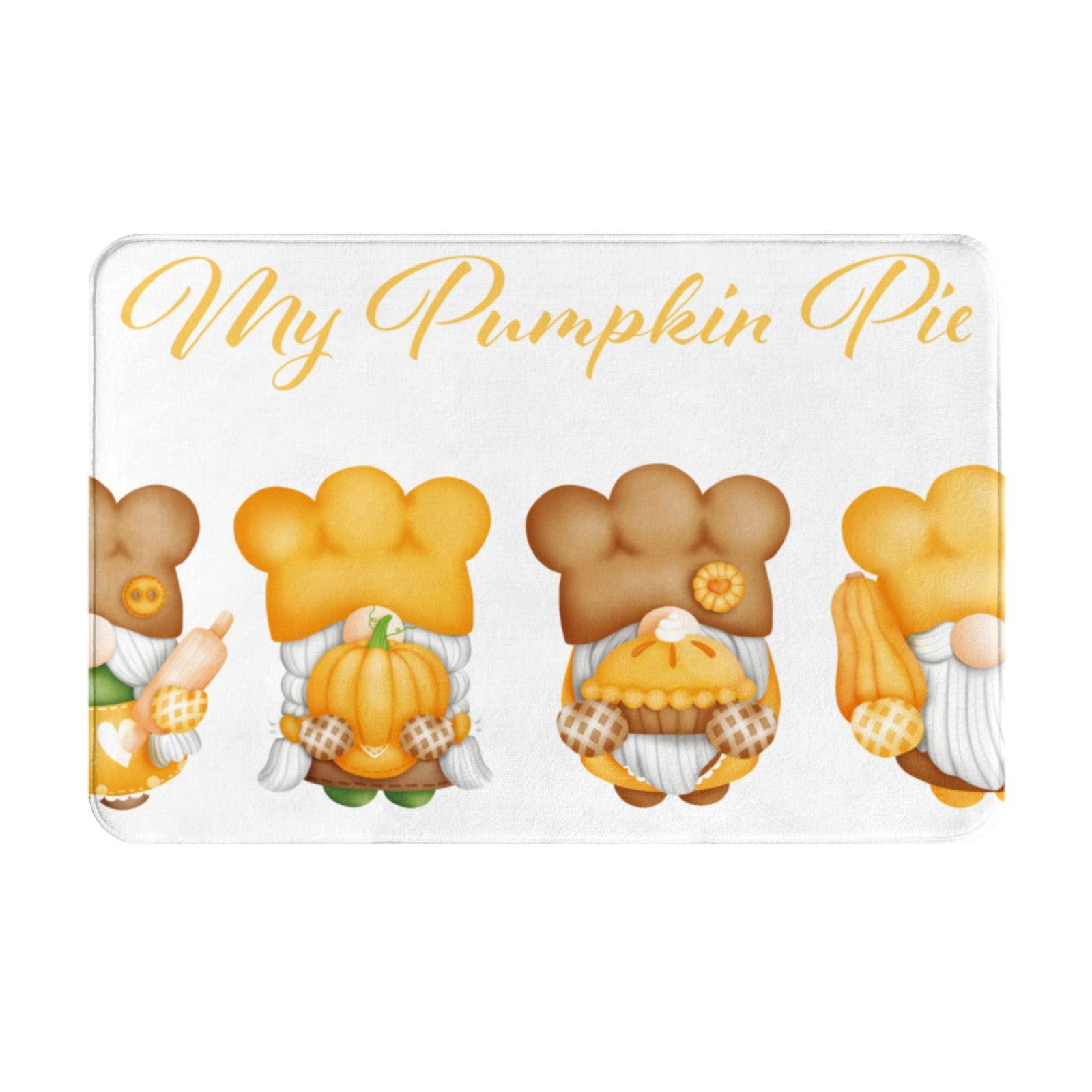Balery Pumpkin Pie Gnome Doormat, Durable Flannel Fabric, Waterproof ...