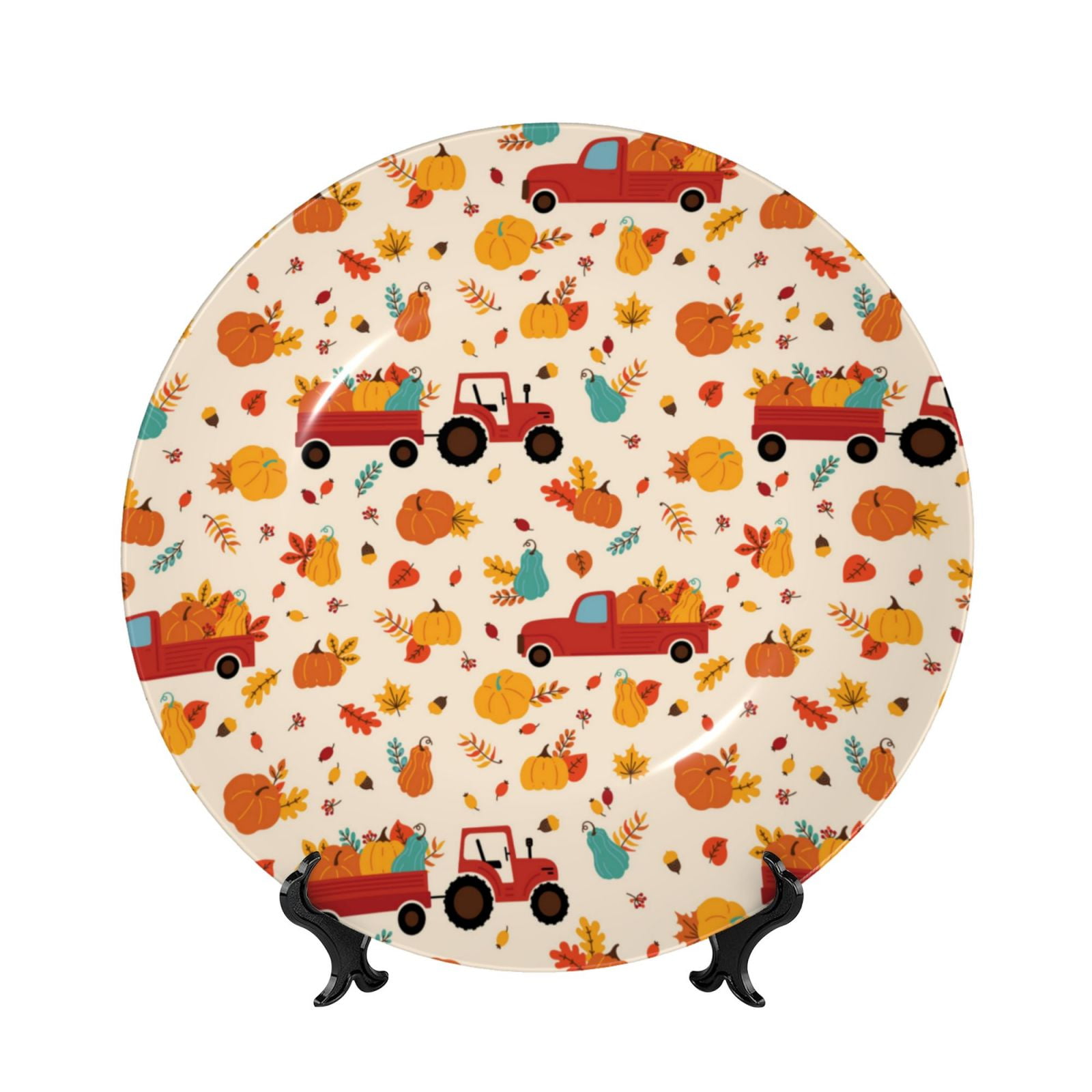Balery Pumpkins On Red Car And Tractor Print Bone China Decorative ...