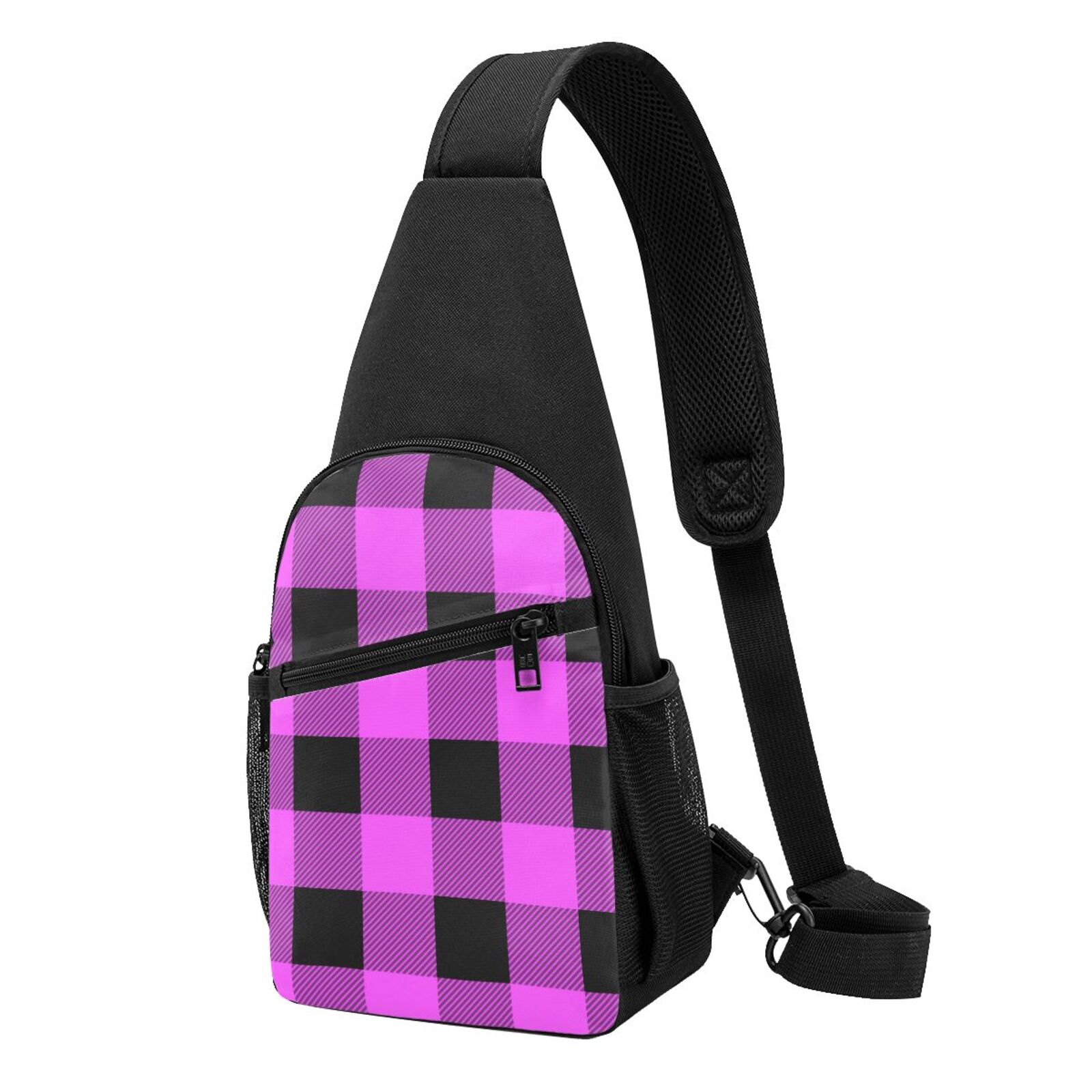 Balery Purple Black Buffalo Plaid Chest Pack,Small Sling Bag For Women ...