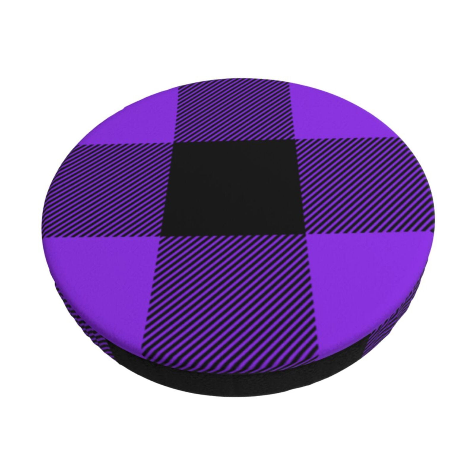 Balery Purple Buffalo Plaid Round Bar Stool Seat Covers Velvet Fabric ...