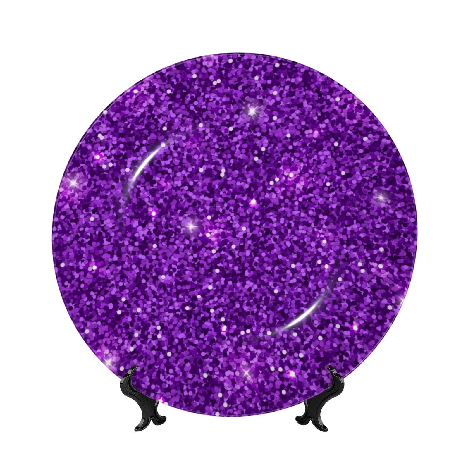 Balery Purple Glitter Print Bone China Decorative Plate Ceramic Dinner ...