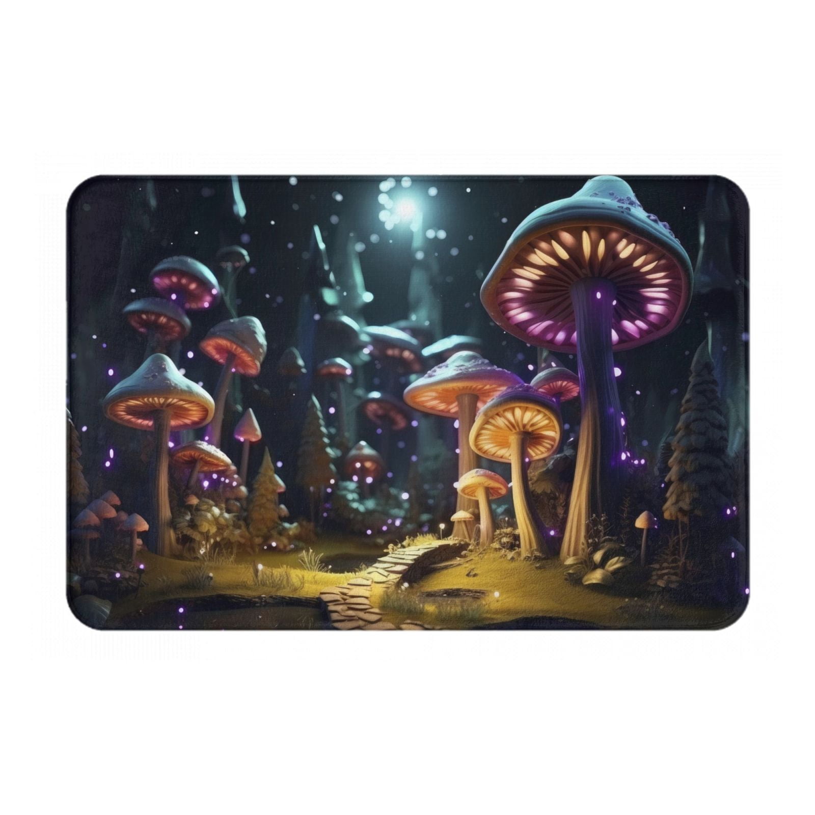 Balery Purple Glowing Mushroom Doormat, Durable Flannel Fabric ...