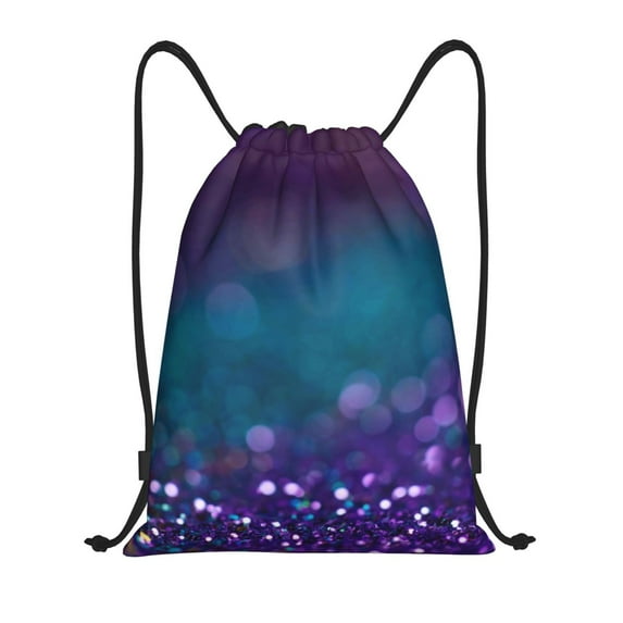 Balery Purple and Green Glitter Pattern Drawstring Backpack Bag Sport ...