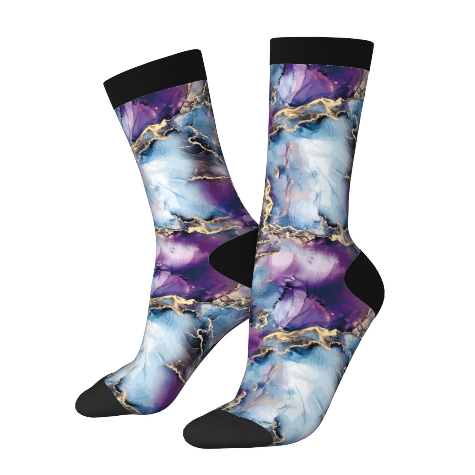 Balery Purple Marble Texture Pattern Crew Socks Unisex– Soft ...