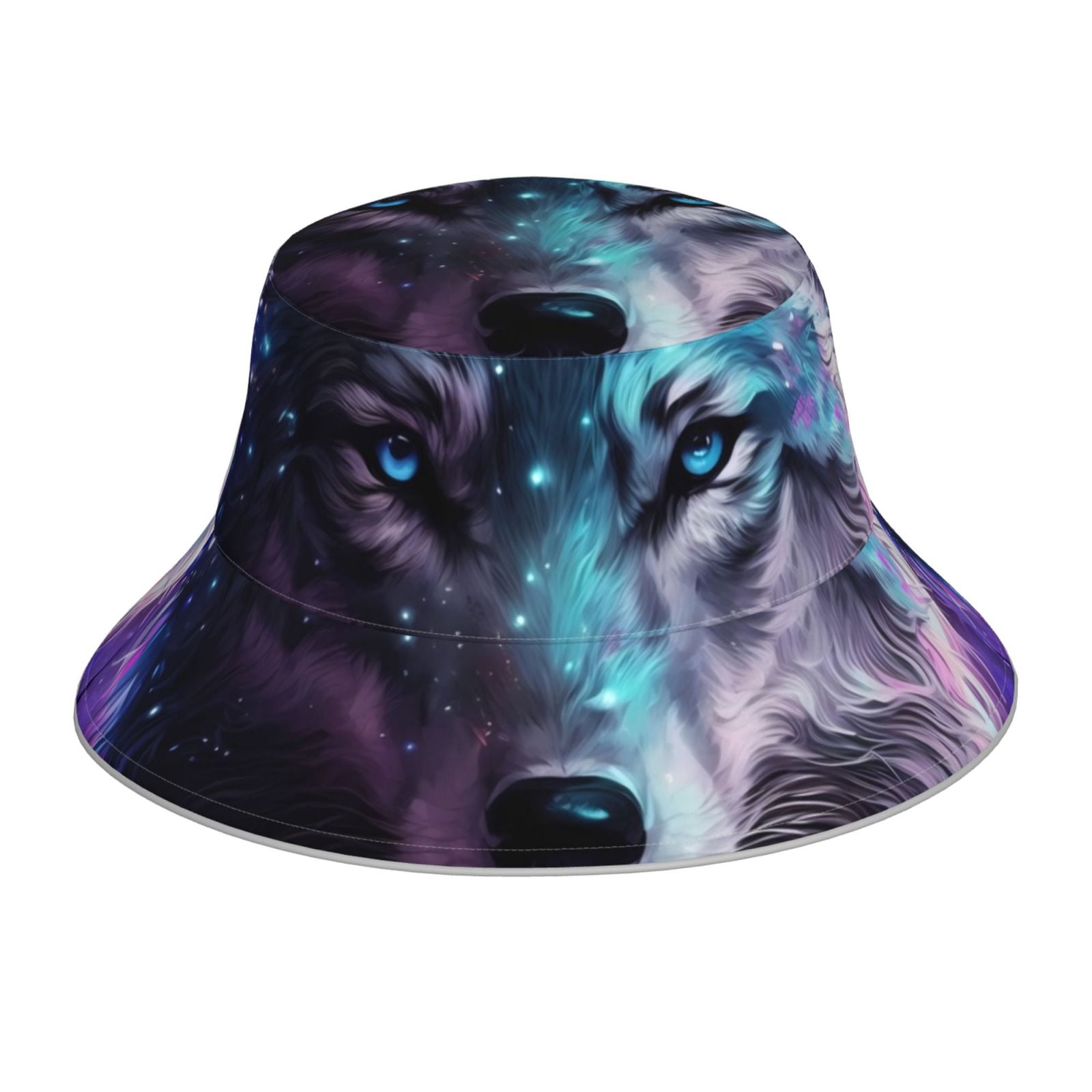Balery Purple Sky Wolf Sun Hats for Men Women Bucket Hat UPF 50+ Buckey ...