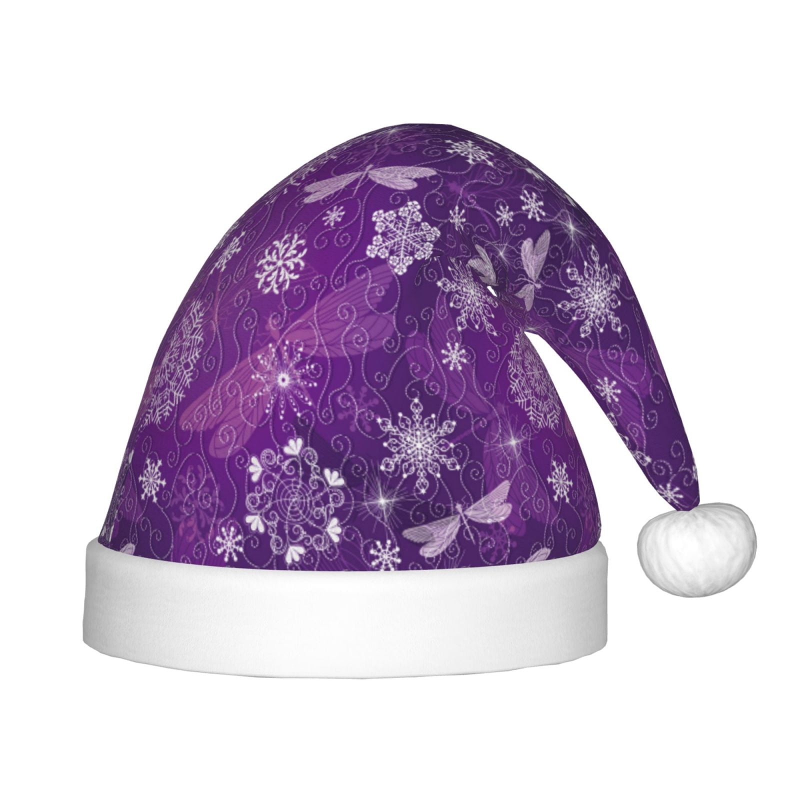 Balery Purple Snowflakes Pattern Santa Hat Christmas Hat Funny ...