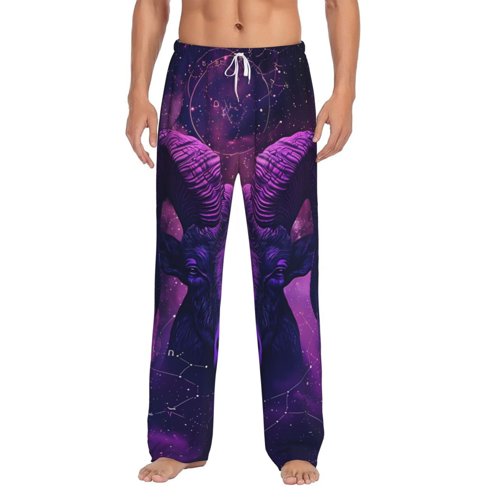 Balery Purple Starry Sky Antelope print Men's Pajama Pants,Ultra ...