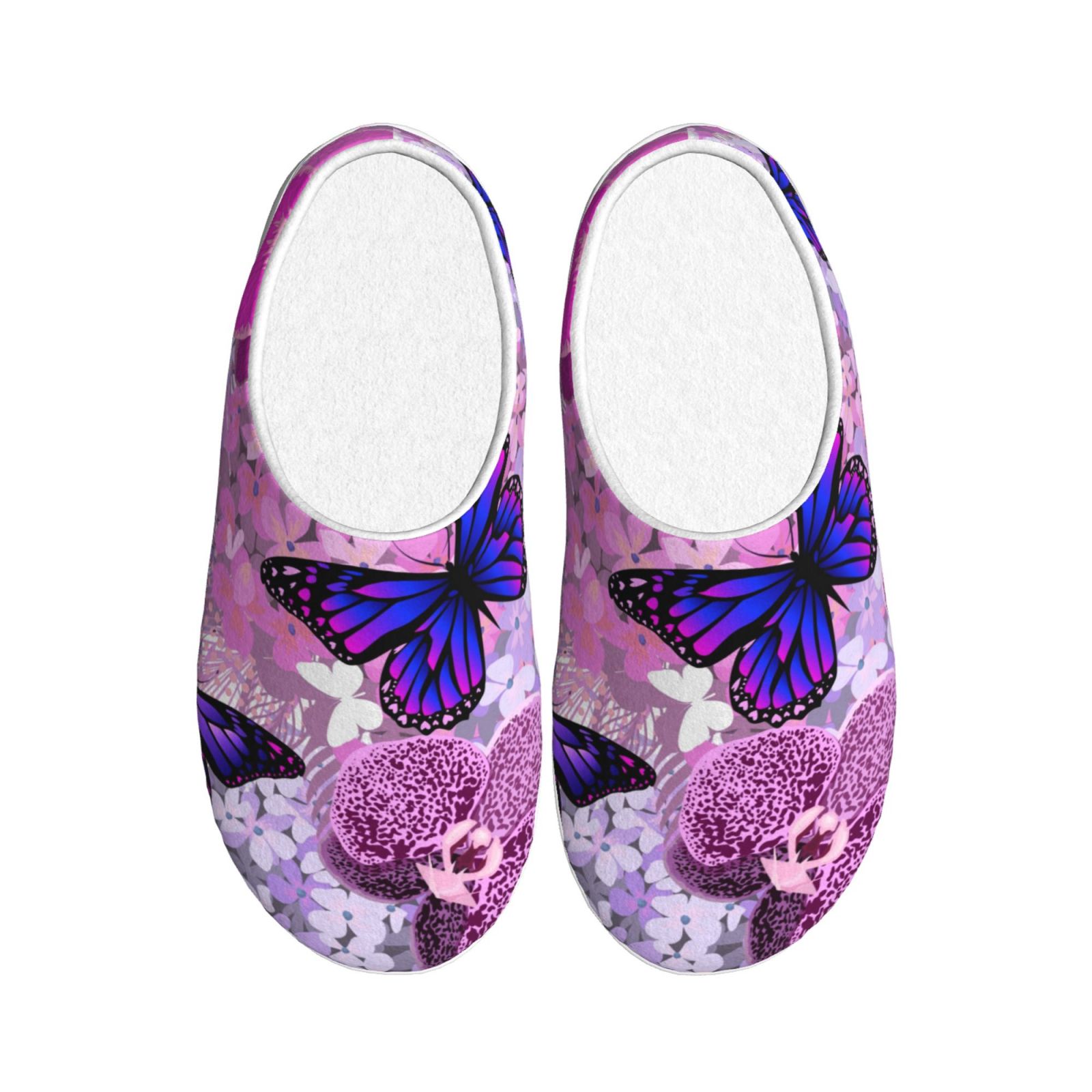 Balery Purple Vintage Butterfly Pattern Women's Fuzzy Memory Foam ...