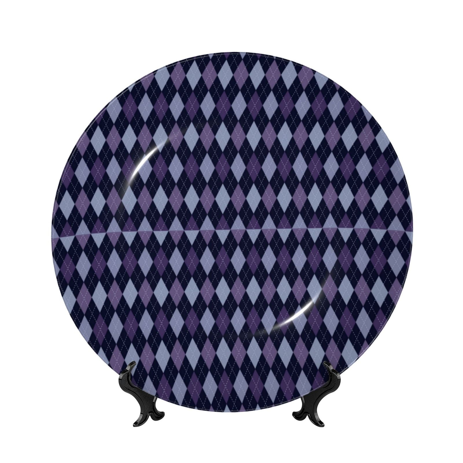 Balery Purple and Blue Squares Print Bone China Decorative Plate ...