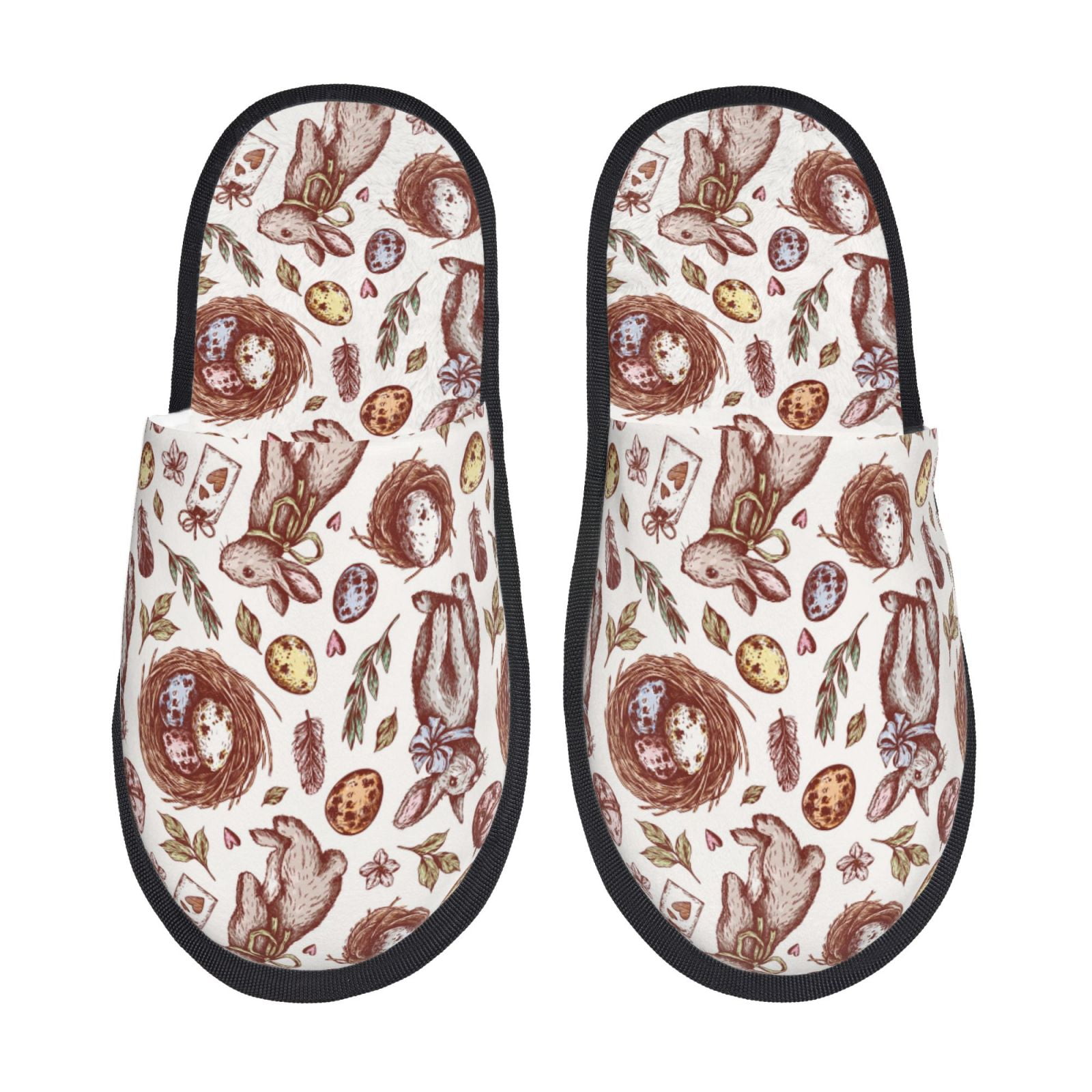 Balery Rabbit And Egg Slient Indoor Furry Fleece Comfort House Shoes ...