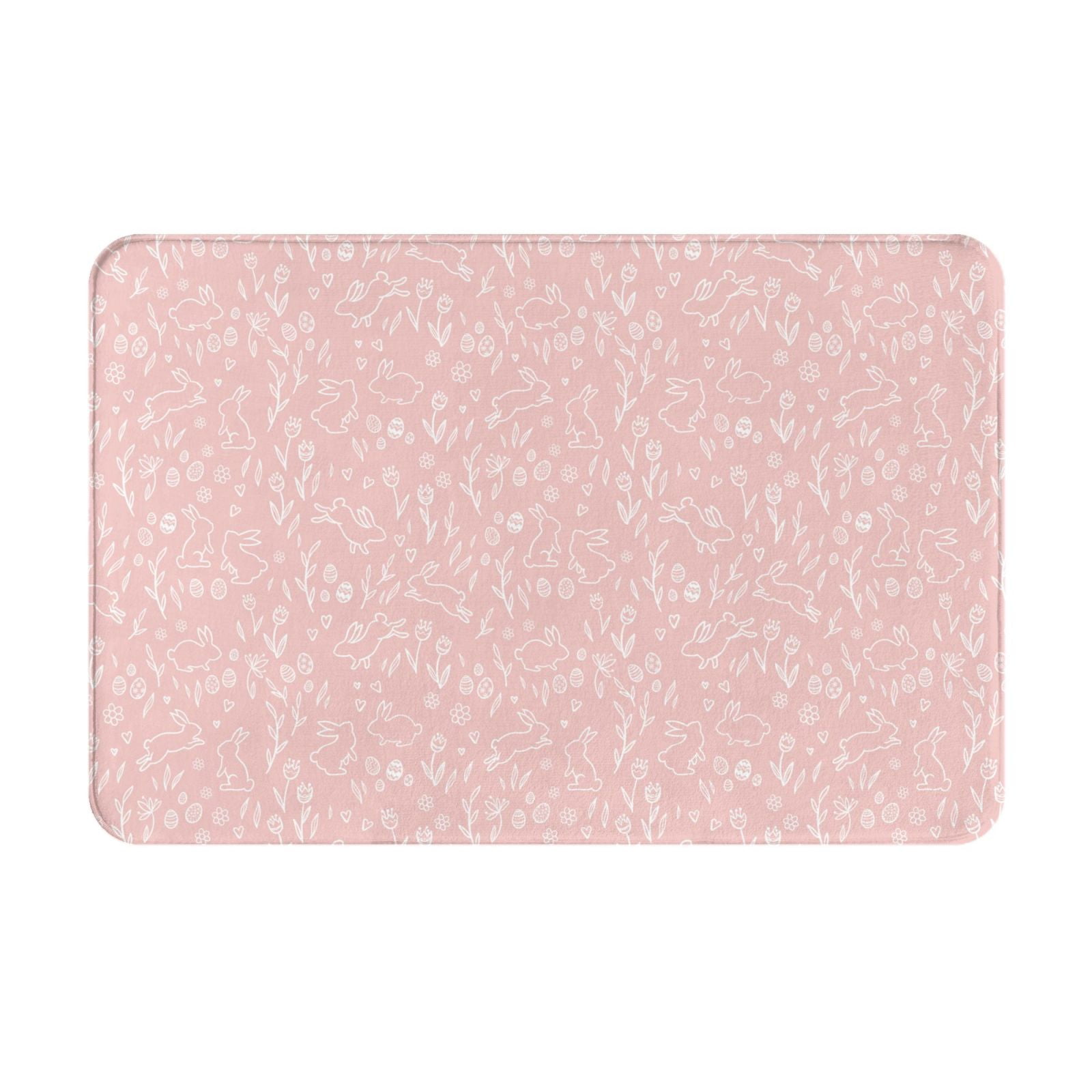 Balery Rabbit And Flower Doormat, Durable Flannel Fabric, Waterproof ...