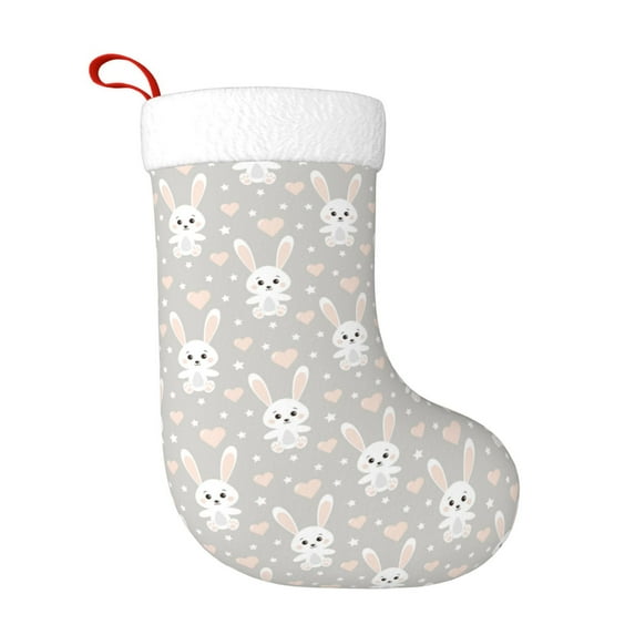 Balery Rabbit And Heart Pattern Christmas Stockings with Initials, 18" Large Knit Christmas ...