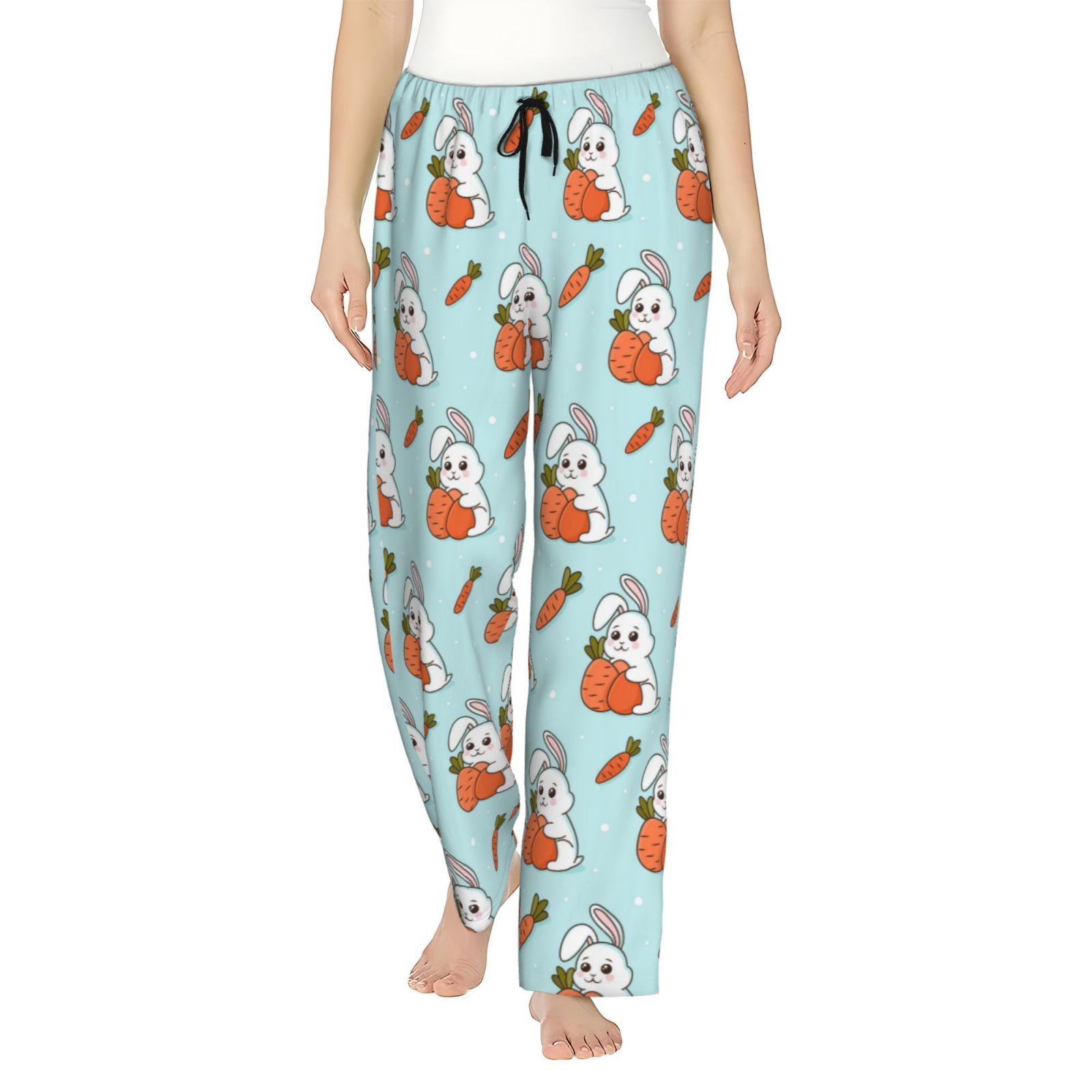 Balery Rabbit Is Eating Carrots print Women's Pajama Pants,Ultra ...