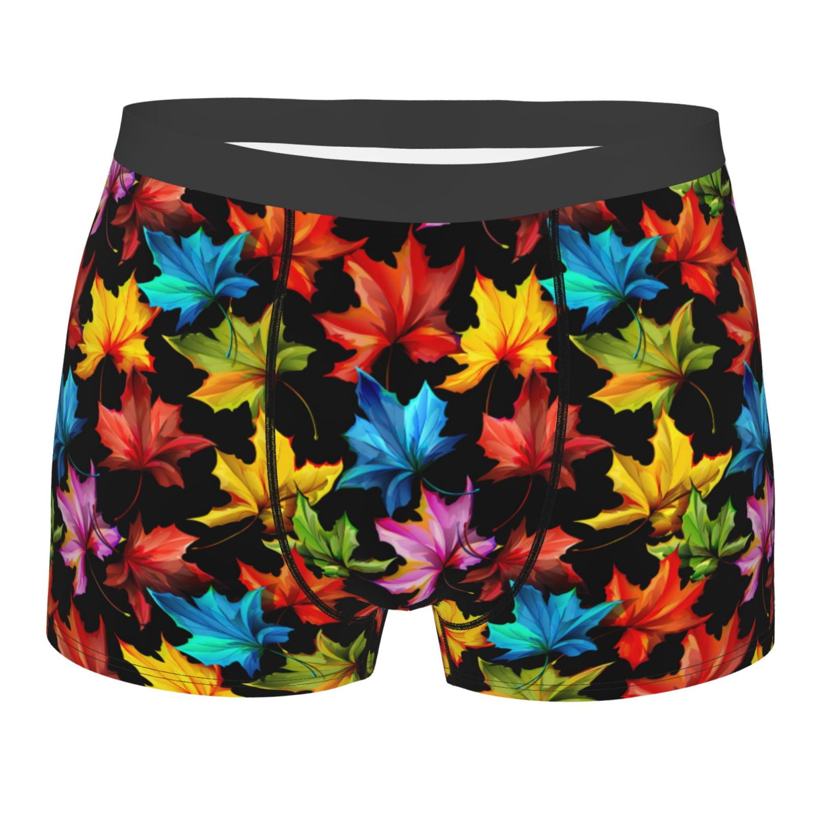 Balery Rainbow Colorful Maple Leaves Men's Boxer Briefs, Soft and ...