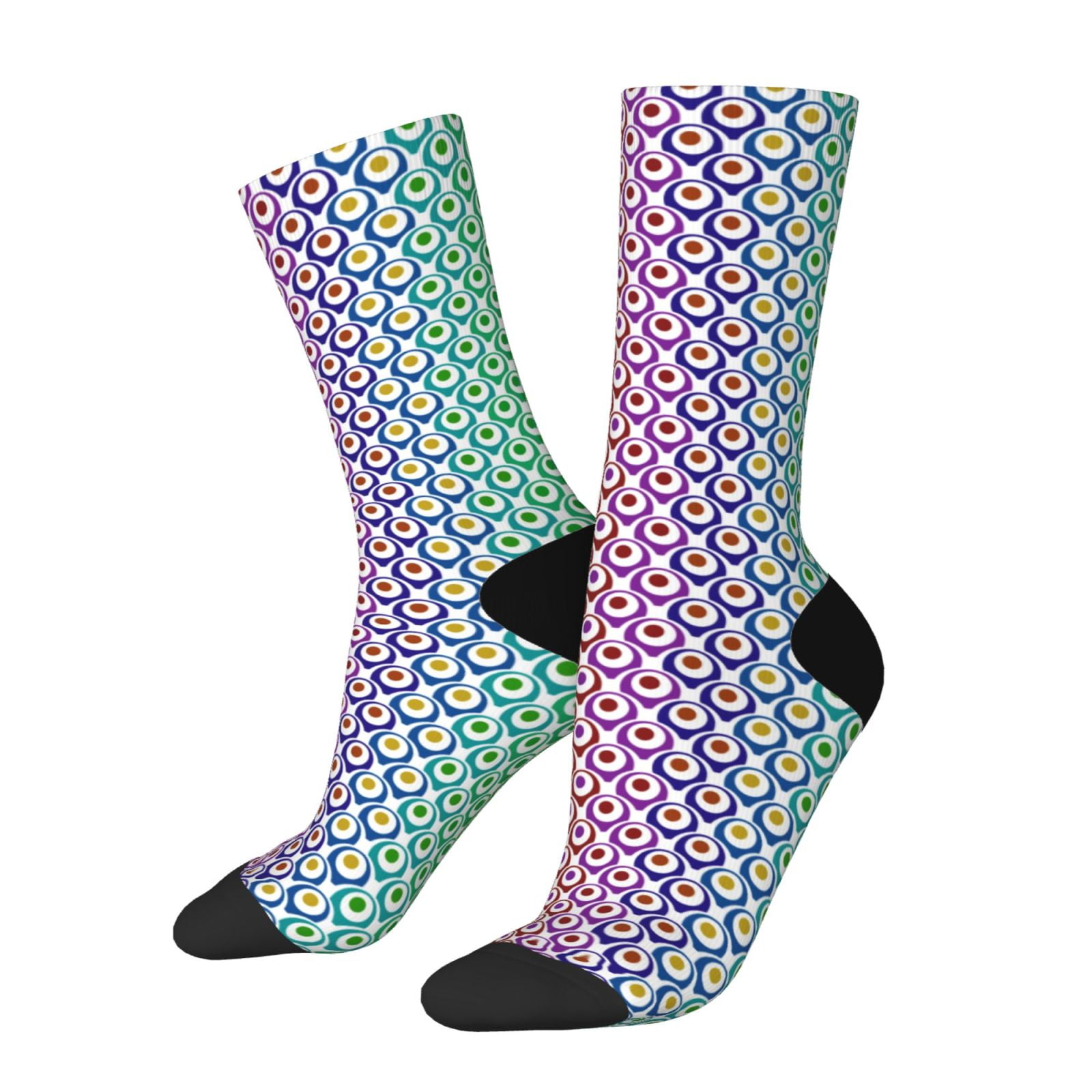 Balery Rainbow Peacock Feathers Pattern Crew Socks Unisex– Soft ...