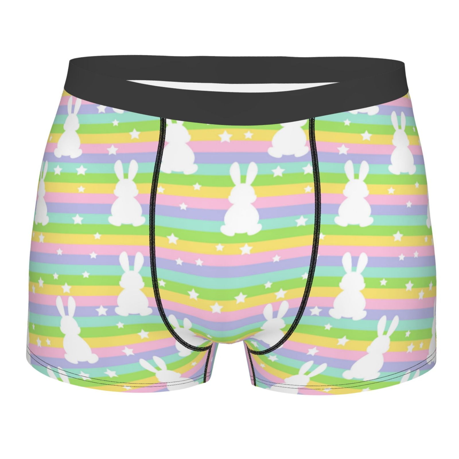 Balery Rainbow Rabbit Men's Boxer Briefs, Soft and Breathable Cotton ...
