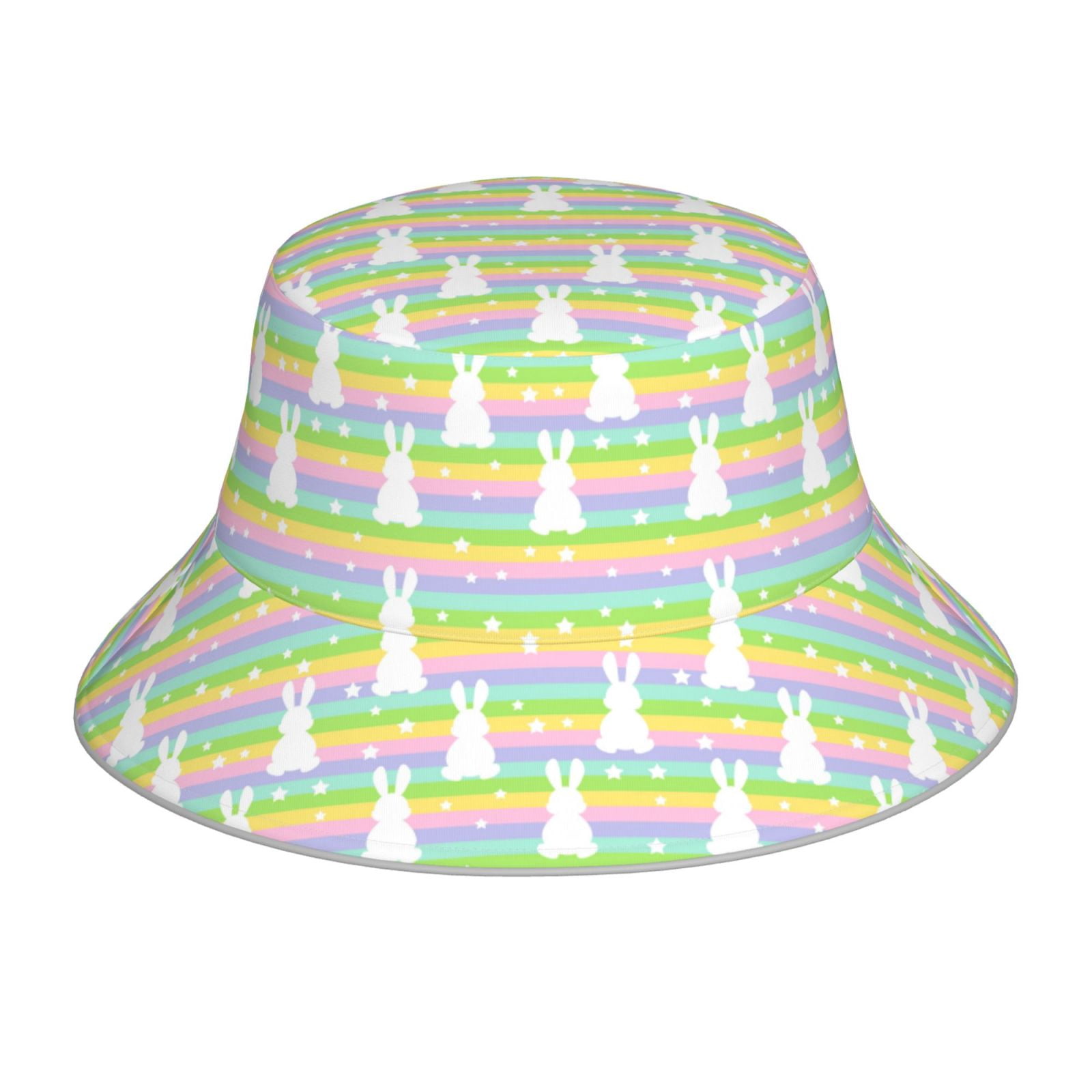 Balery Rainbow Rabbit Sun Hats for Men Women Bucket Hat UPF 50+ Buckey ...