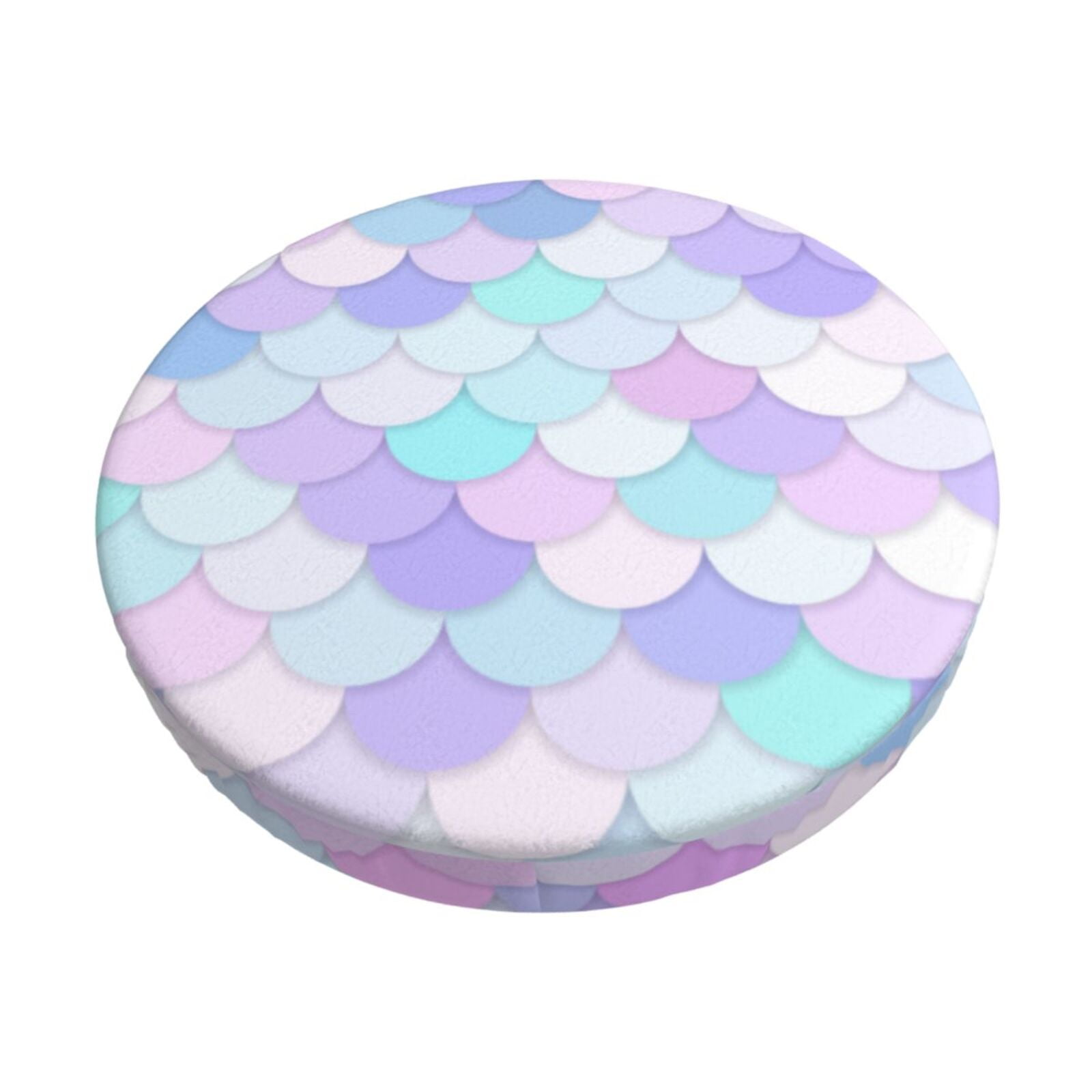 Balery Rainbow Scales Round Bar Stool Seat Covers Velvet Fabric ...