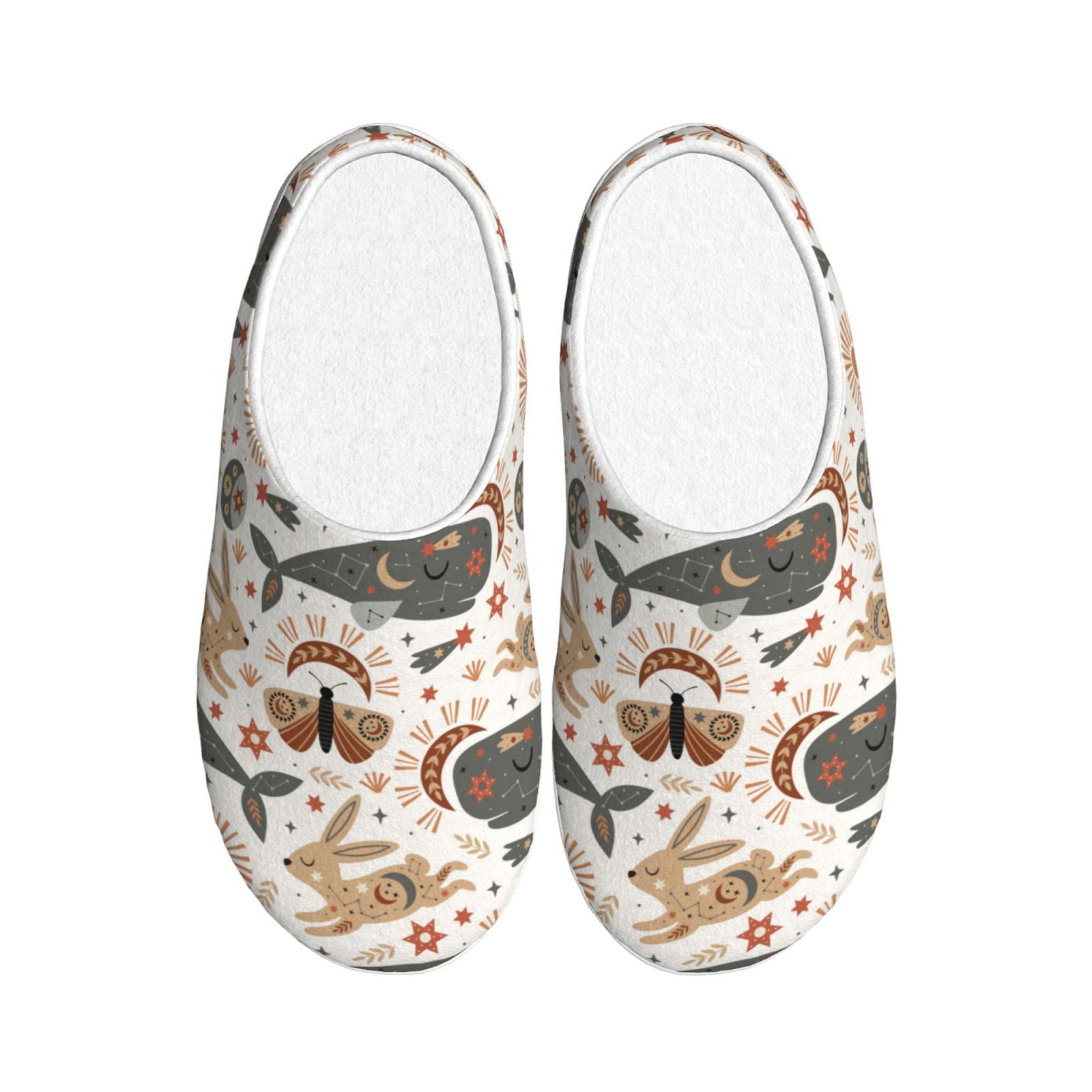 Balery Ramadan Whale Pattern Women's Fuzzy Memory Foam Slippers Fluffy ...