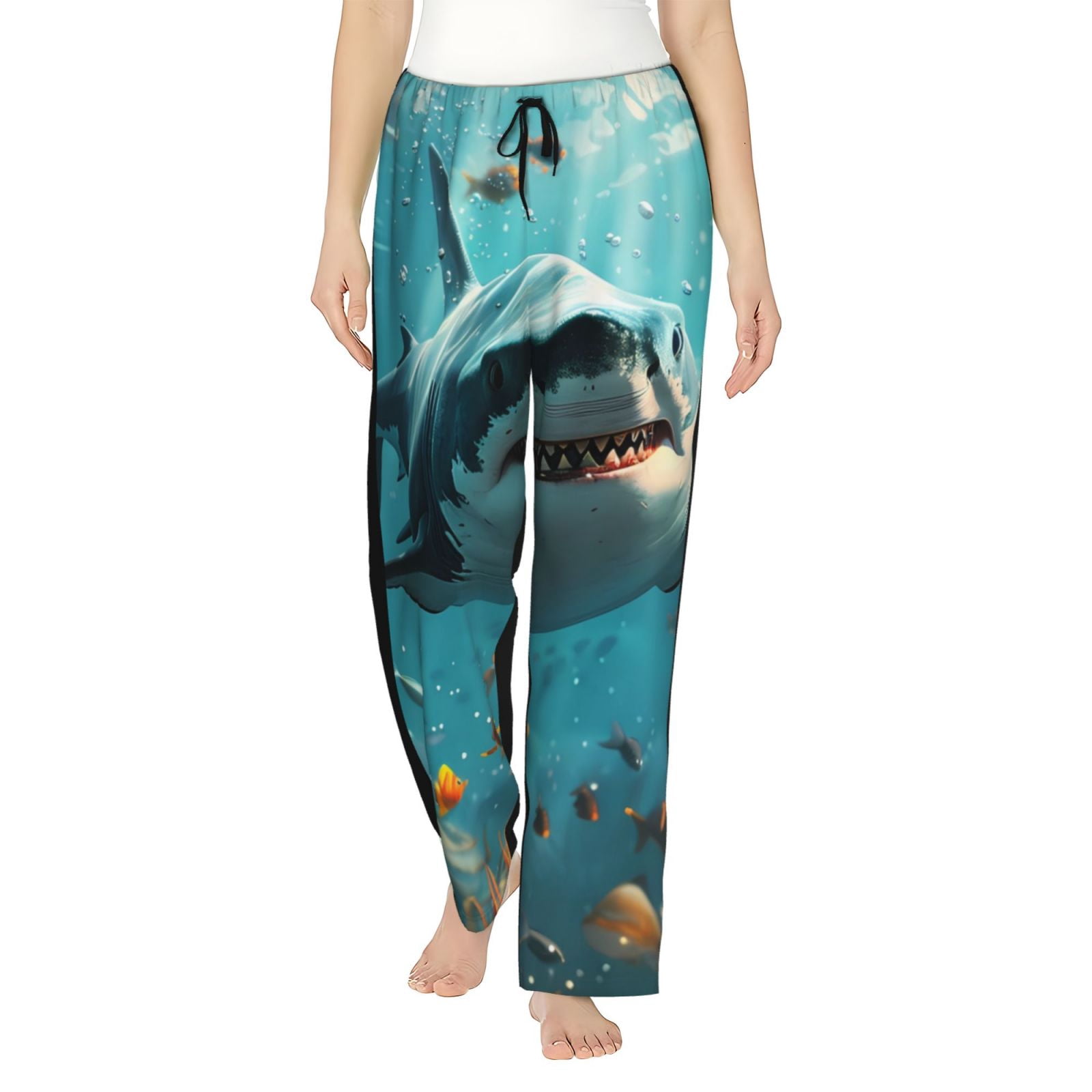 Balery Realistic Ocean Shark print Women's Pajama Pants,Ultra ...