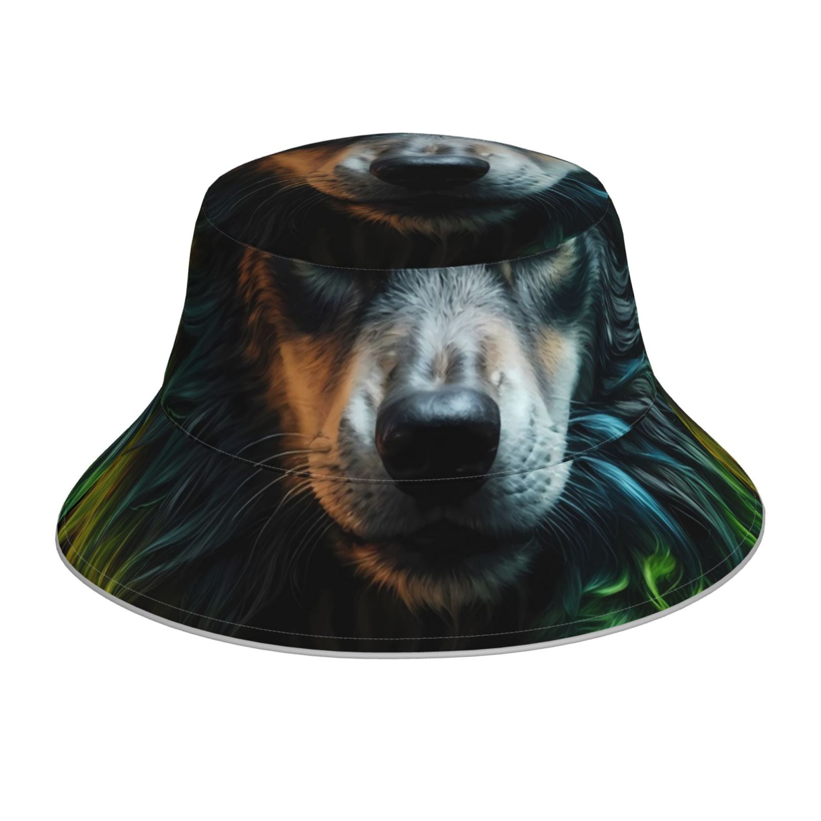 Balery Realistic Style Colorful Wolf A Sun Hats for Men Women Bucket ...
