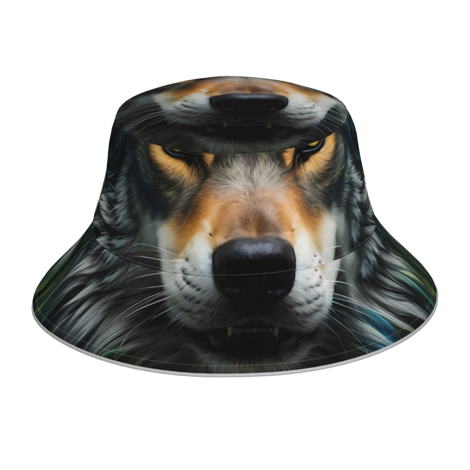 Balery Realistic Style Colorful Wolf Sun Hats for Men Women Bucket Hat ...