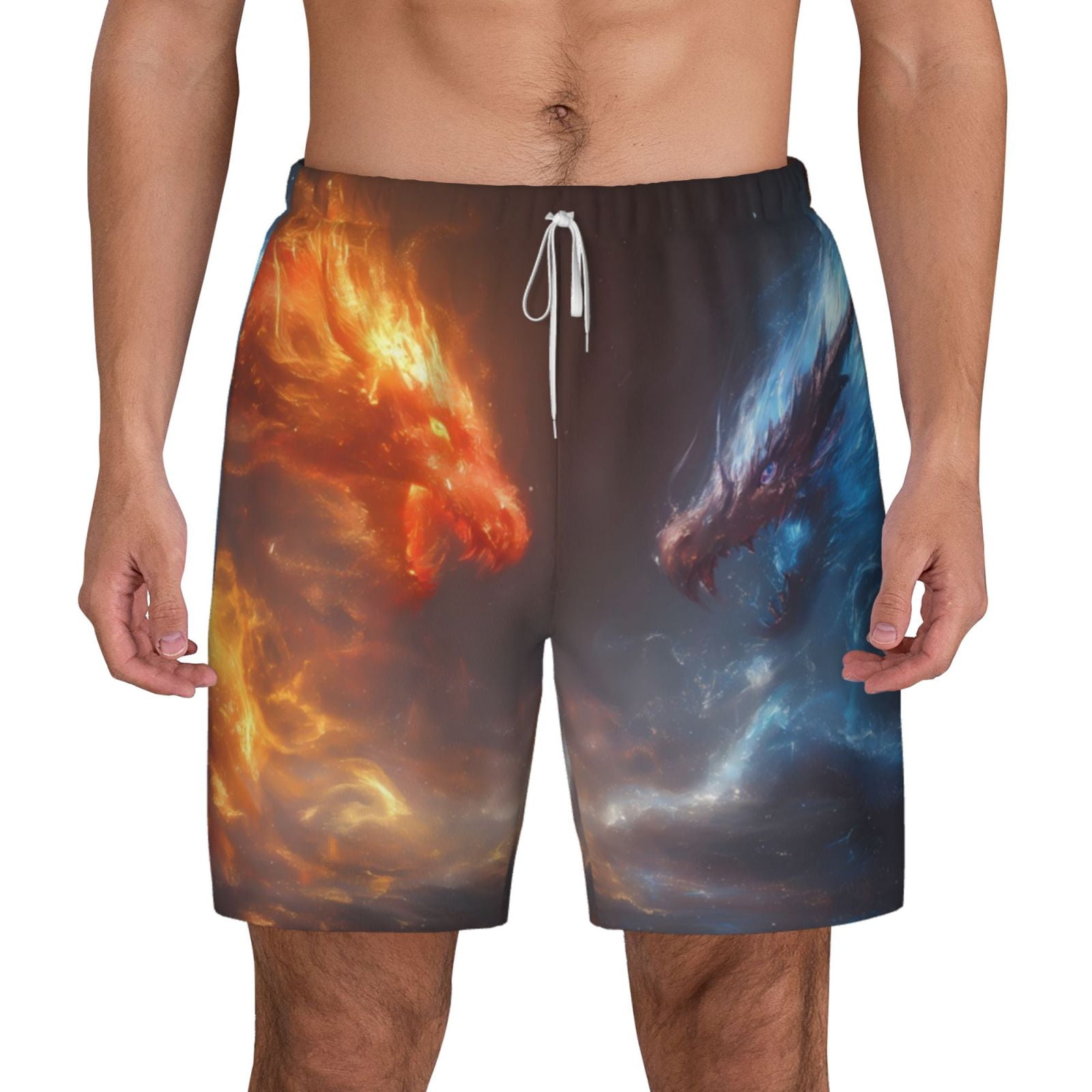 Balery Red And Blue Fire Dragon D Mens Swim Trunks Swim Shorts for Men ...
