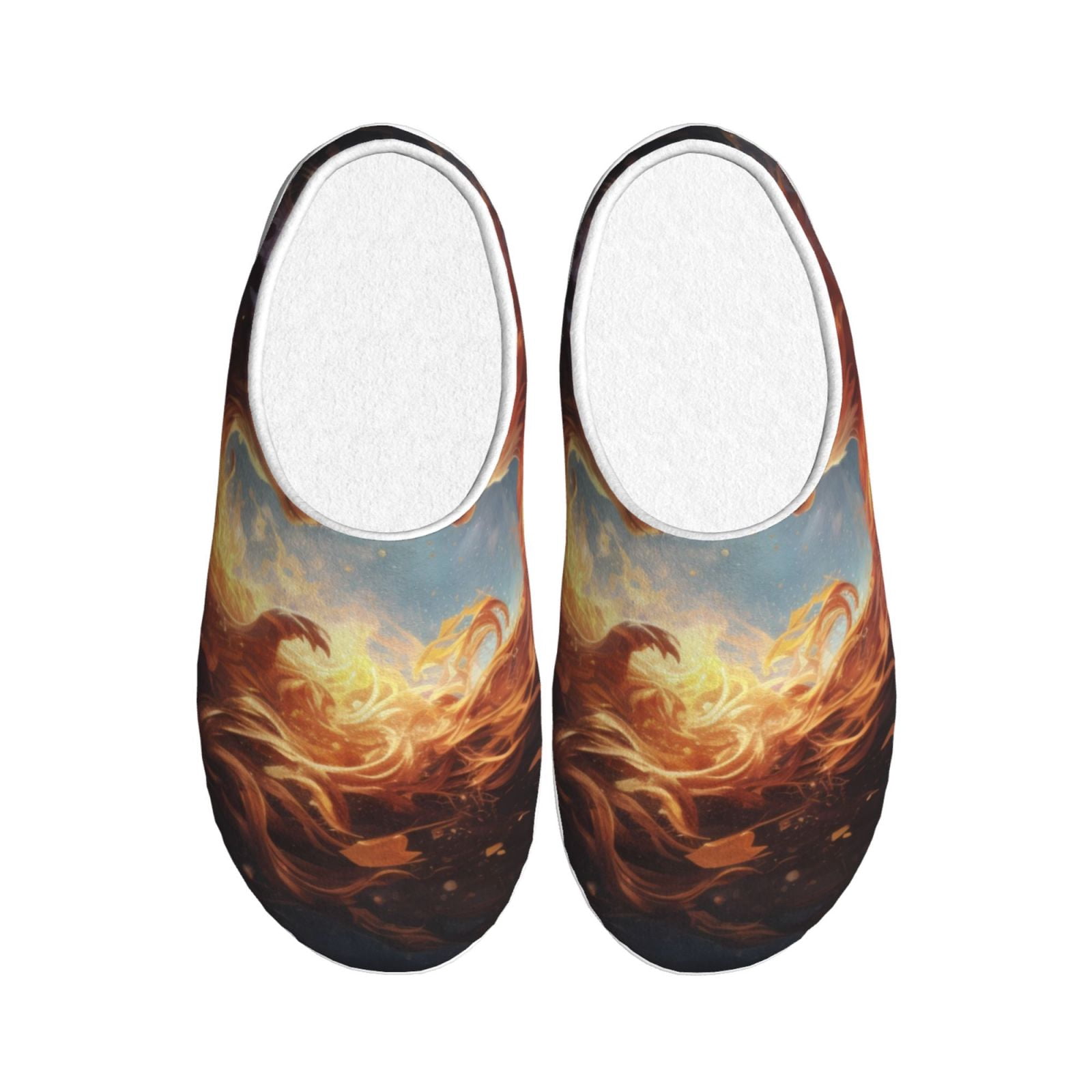 Balery Red And Gray Flame Fox Pattern Women's Fuzzy Memory Foam ...
