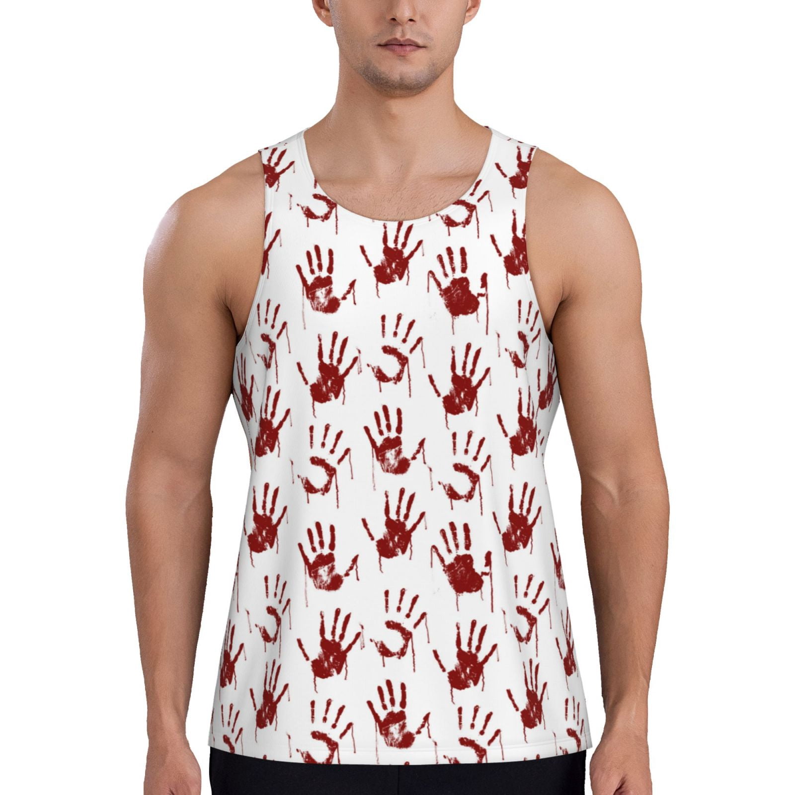 Balery Red Bloody Scary Hands2 Pattern Men's Workout Tank Top Gym ...