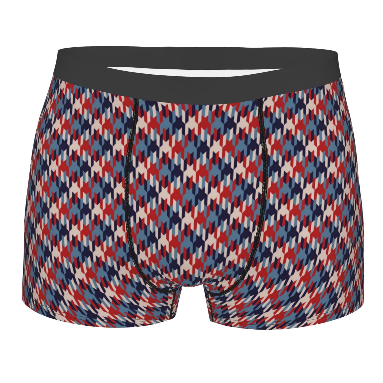 Balery Red Blue Checked Men's Boxer Briefs, Soft and Breathable Cotton ...