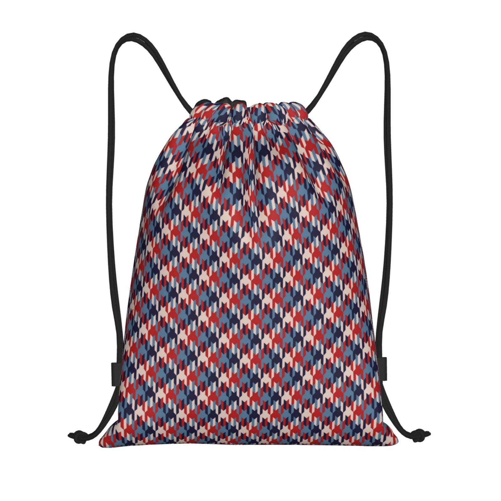 Balery Red Blue Checked Pattern Drawstring Backpack Bag Sport Gym ...