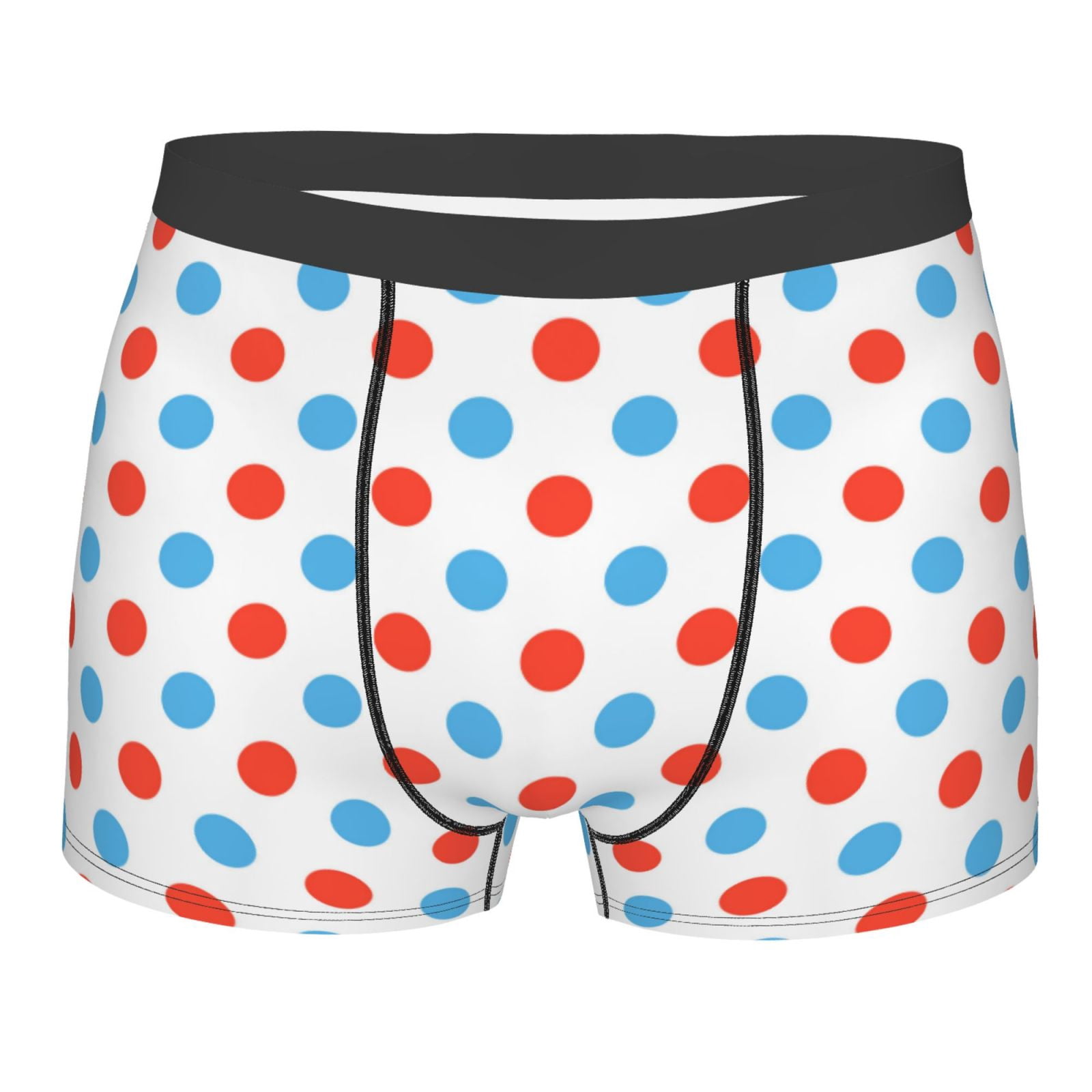Balery Red Blue Polka Dots Men's Boxer Briefs, Soft and Breathable ...