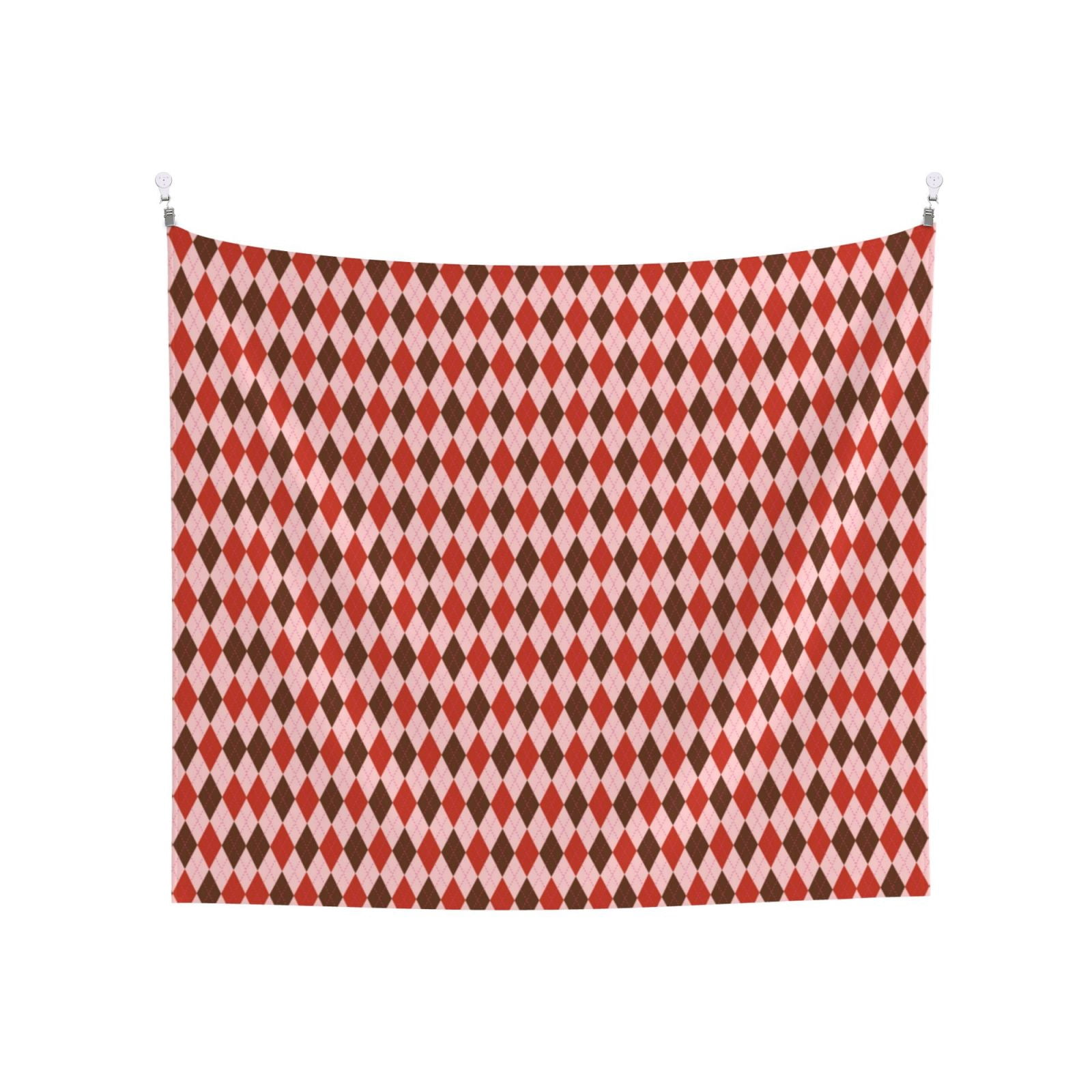 Balery Red and Brown Squares Pattern Tapestry 60x51 Inches - Large Wall ...