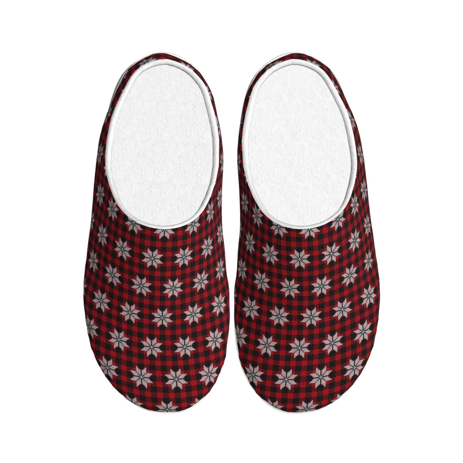 Balery Red Buffalo Plaid Merry Christmas Pattern Women's Fuzzy Memory ...
